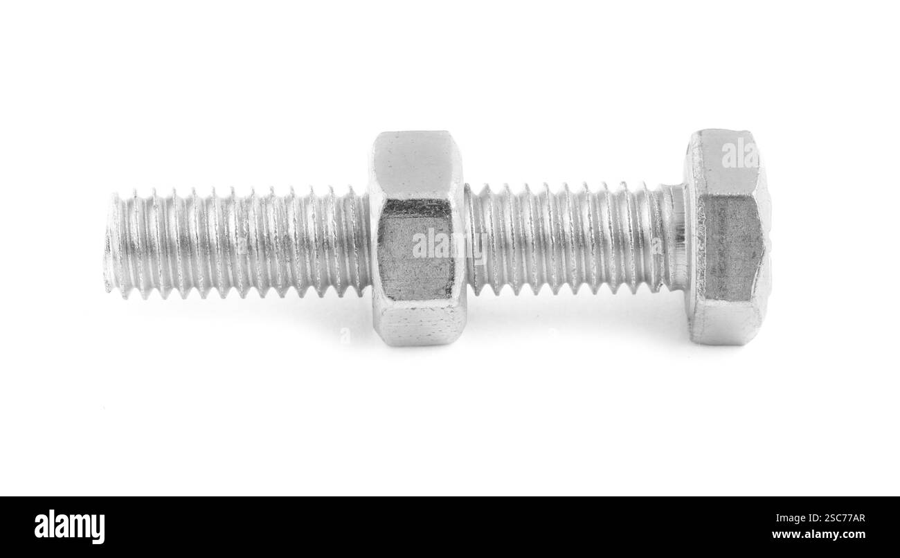Tap bolt and nut isolated on white background Stock Photo - Alamy
