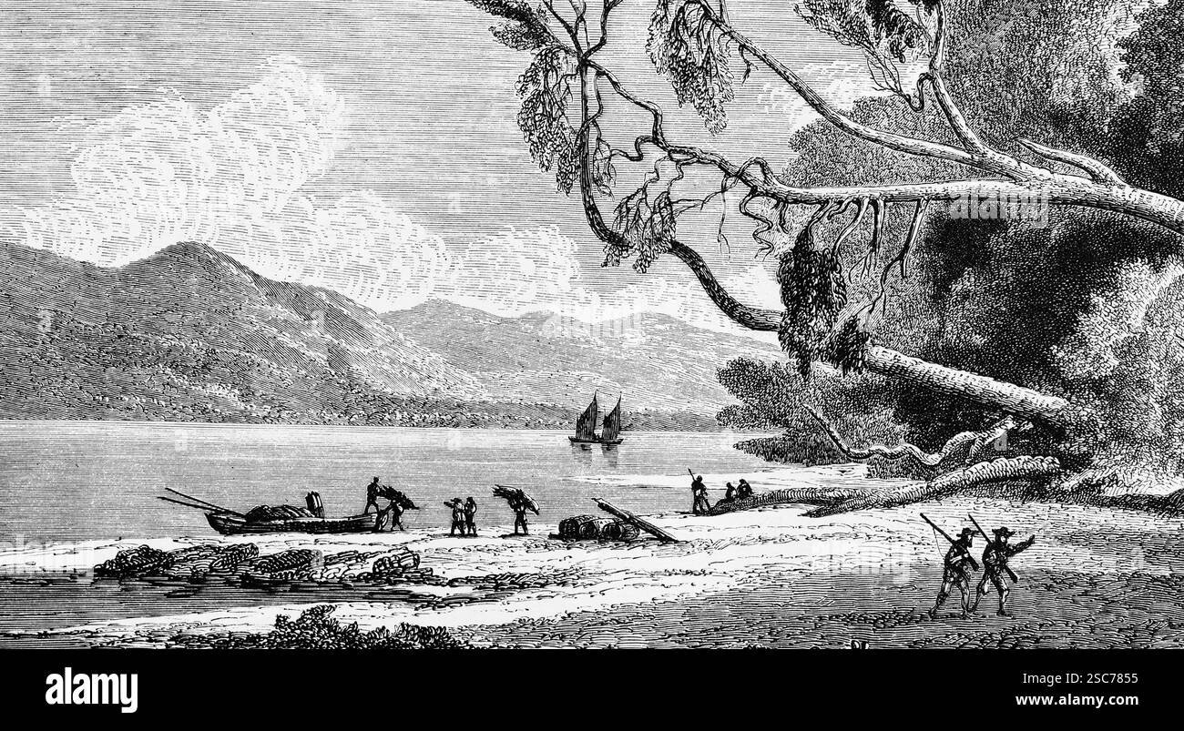 Landscape in the Strait or Straits of Magellan, sea route in Southern ...