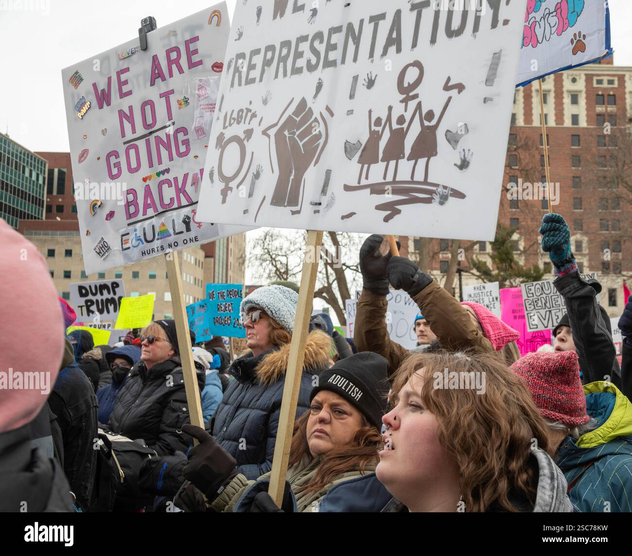 Lansing, Michigan, USA. 5th Feb, 2025. People rally at the Michigan ...