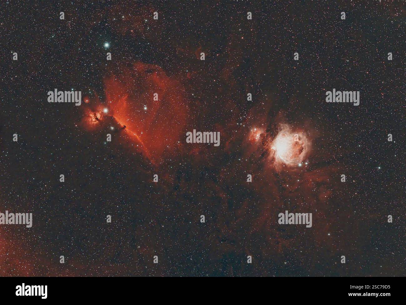 Nebulae of the Orion complex, Messier 42, Horsehead Nebula, Running Man Nebula SH2-279 ...