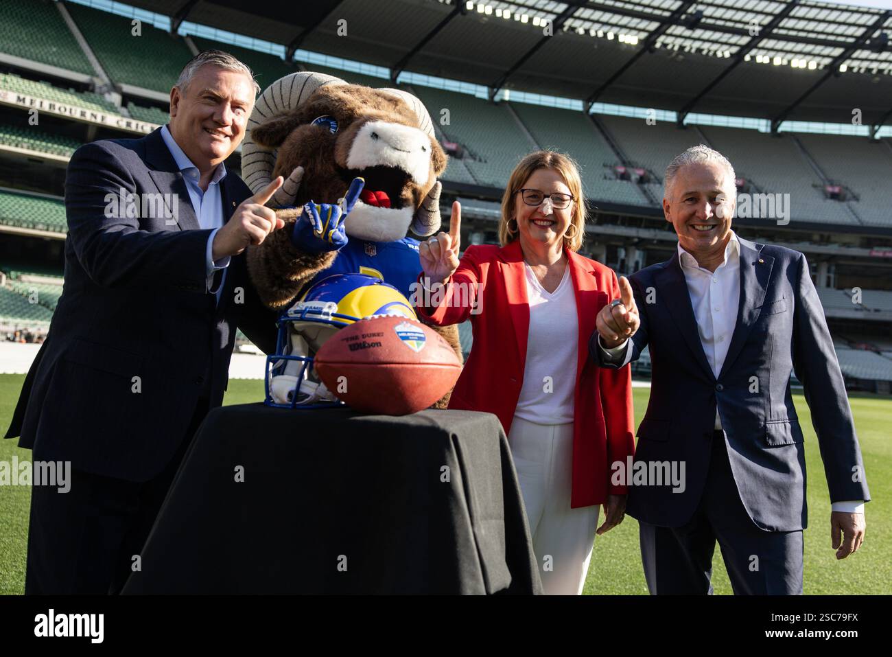 (L-R) Eddie McGuire, Victorian Premier Jacinta Allan and Visit Victoria ...