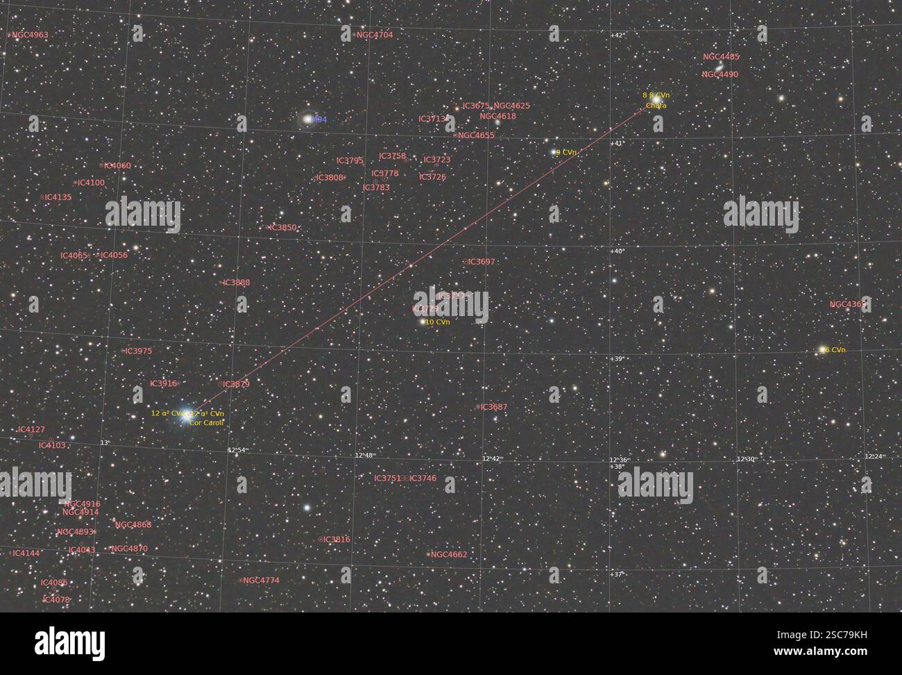 Canes Venatici (Hunting Dogs), small northern constellation. Glittering ...