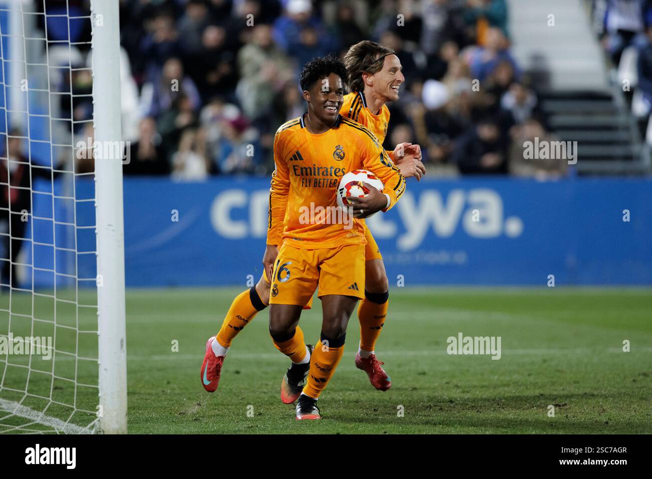 MADRID, SPAIN - February 5: Luka Modric of Real Madrid and Endrick of ...