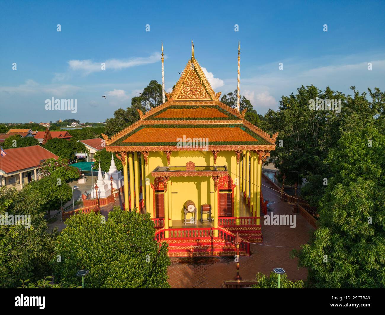 Aerial view of Kaoh Oknha Tei Temple on Silk Island, Kaoh Oknha Tei ...