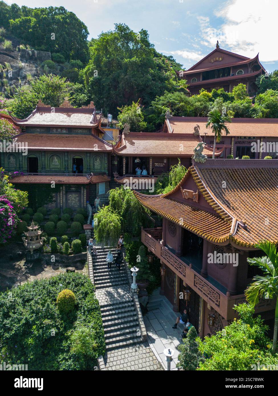 Aerial view of the temples of Nui Sam on Mount Sam, Nui Sam, Chau Doc ...