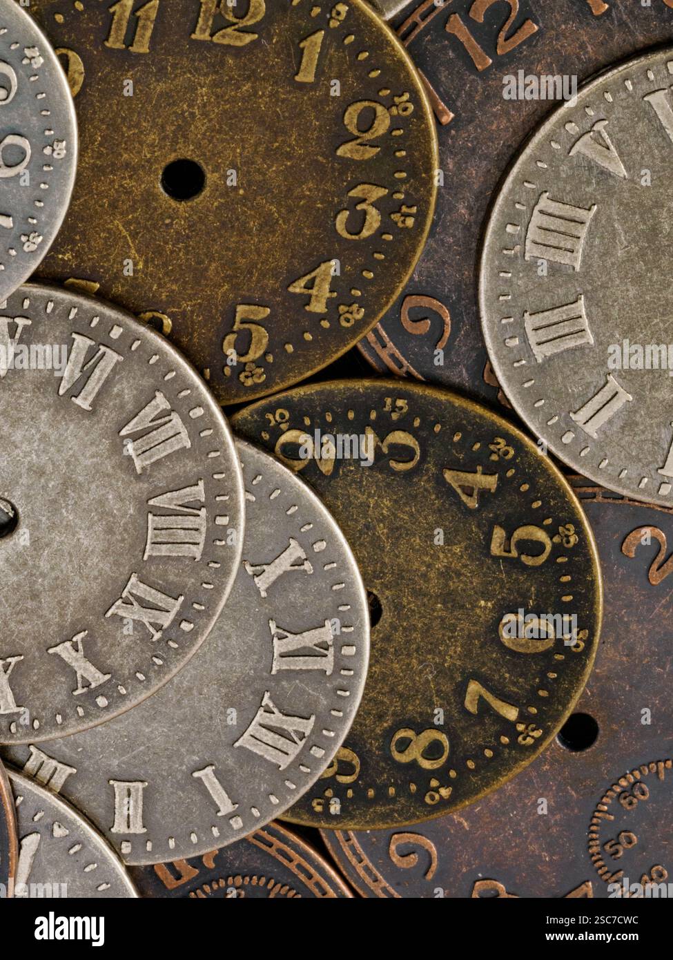 Close-up photo of vintage watch faces, some with Roman numerals Stock ...