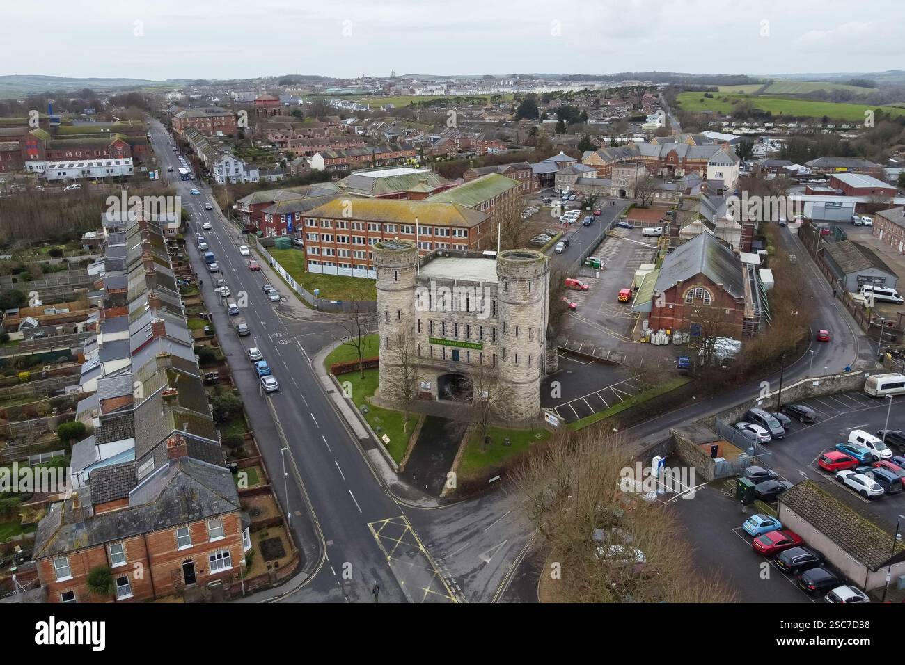 Dorchester, Dorset, UK. 5th February 2024. General aerial view of The ...