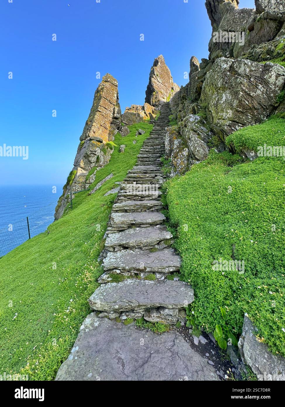 Steps leading from the landing jetty to the top of Skellig Michael ...
