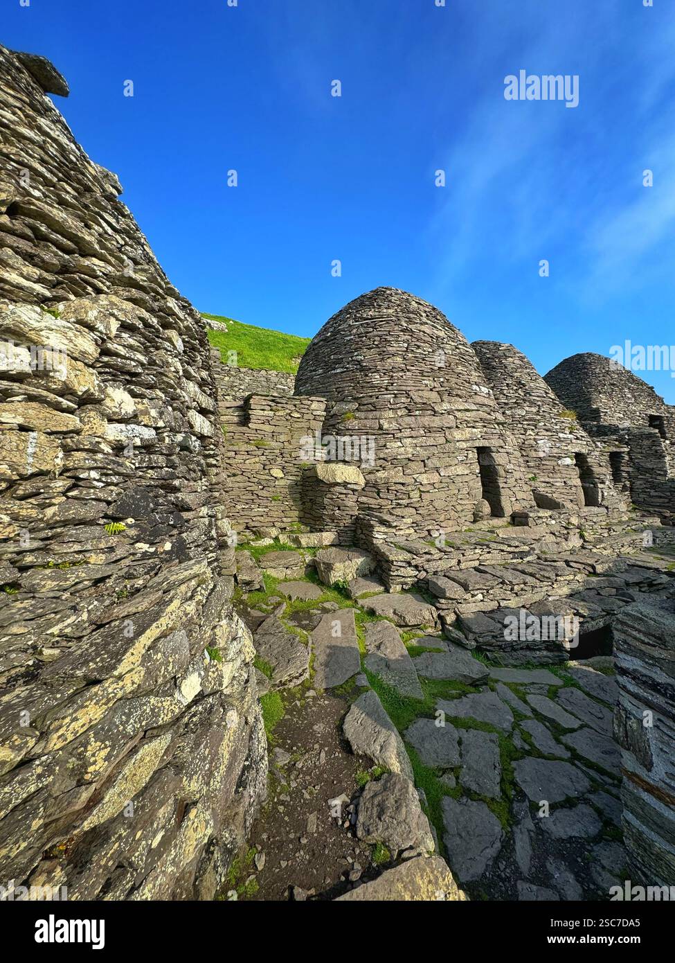 Beehive cells on Michael Skellig Island, County Kerry, Ireland Stock ...