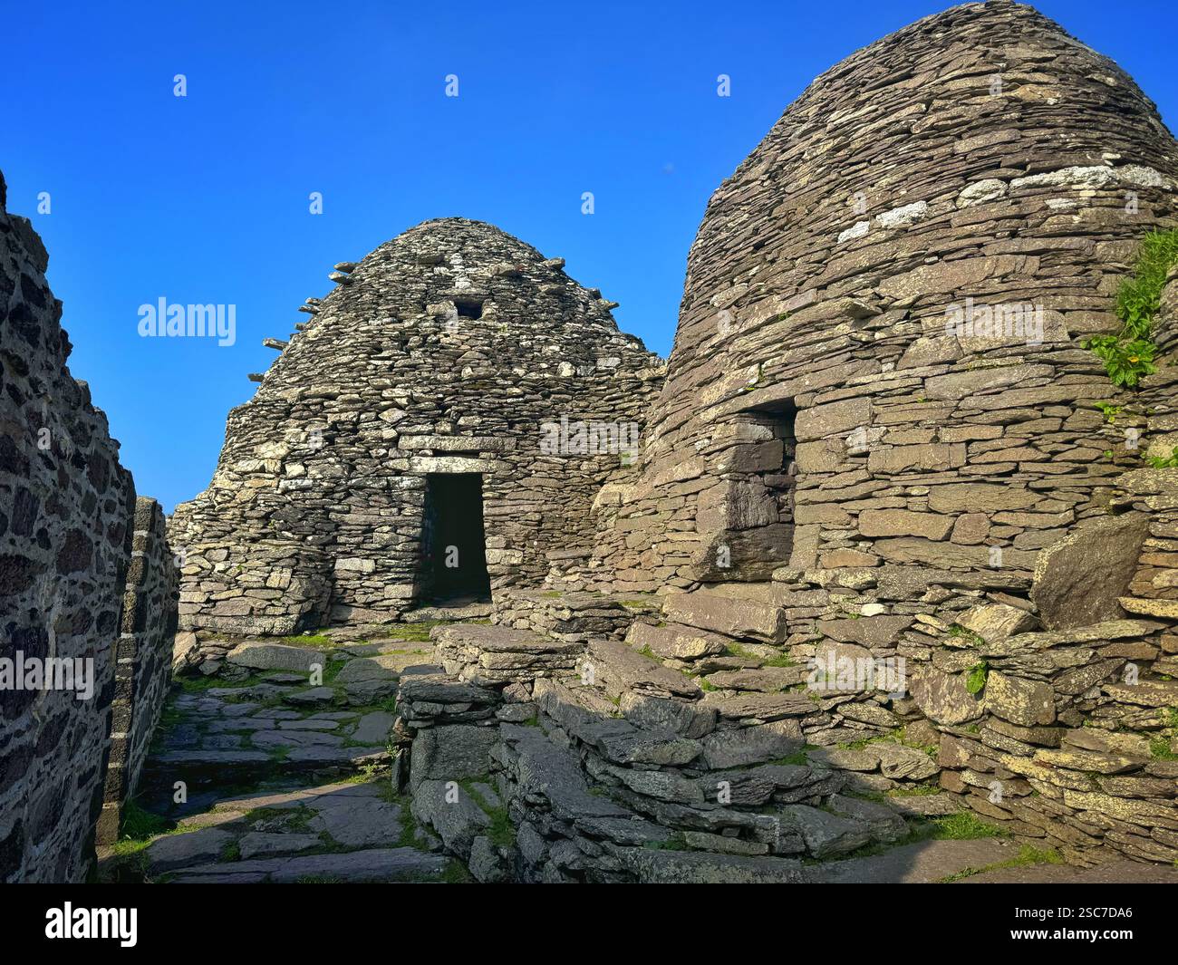 Beehive cells on Michael Skellig Island, County Kerry, Ireland Stock ...