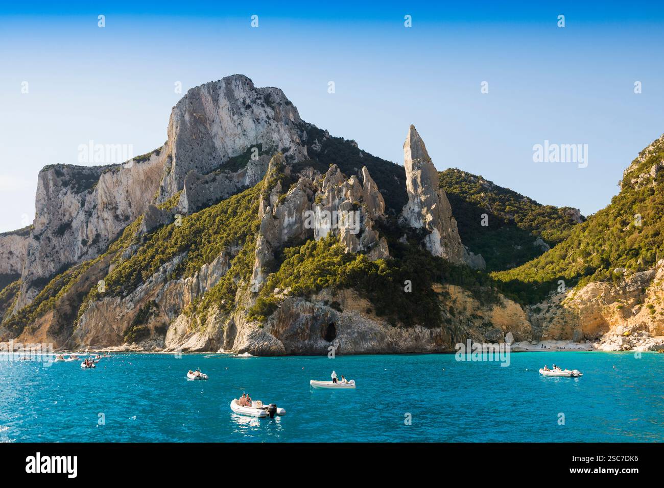 Steep coast and beach, Cala Goloritze, Gulf of Orosei National Park ...