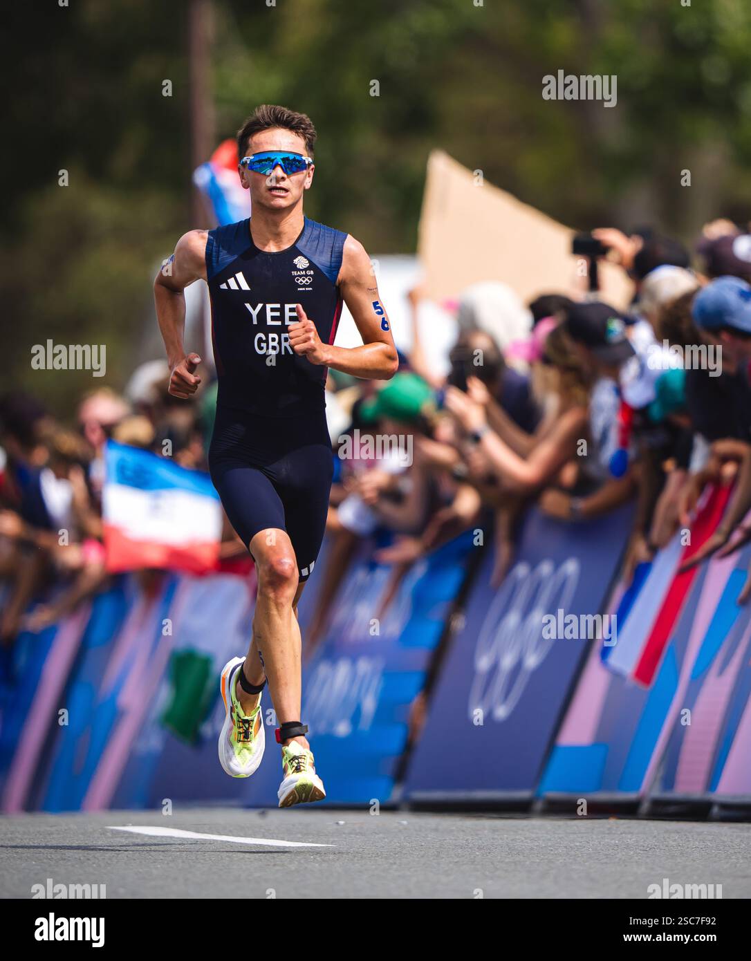 Alex Yee participating in the triathlon at the Paris 2024 Olympic Games ...