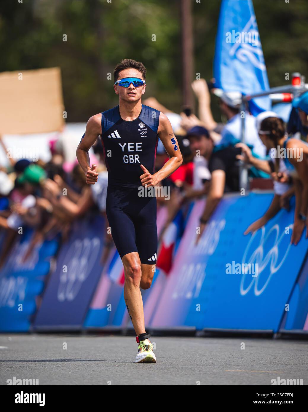 Alex Yee participating in the triathlon at the Paris 2024 Olympic Games ...