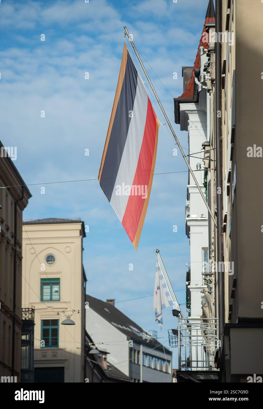 27.11.2024, Germany, , Munich - Flag on the fraternity house of the ...