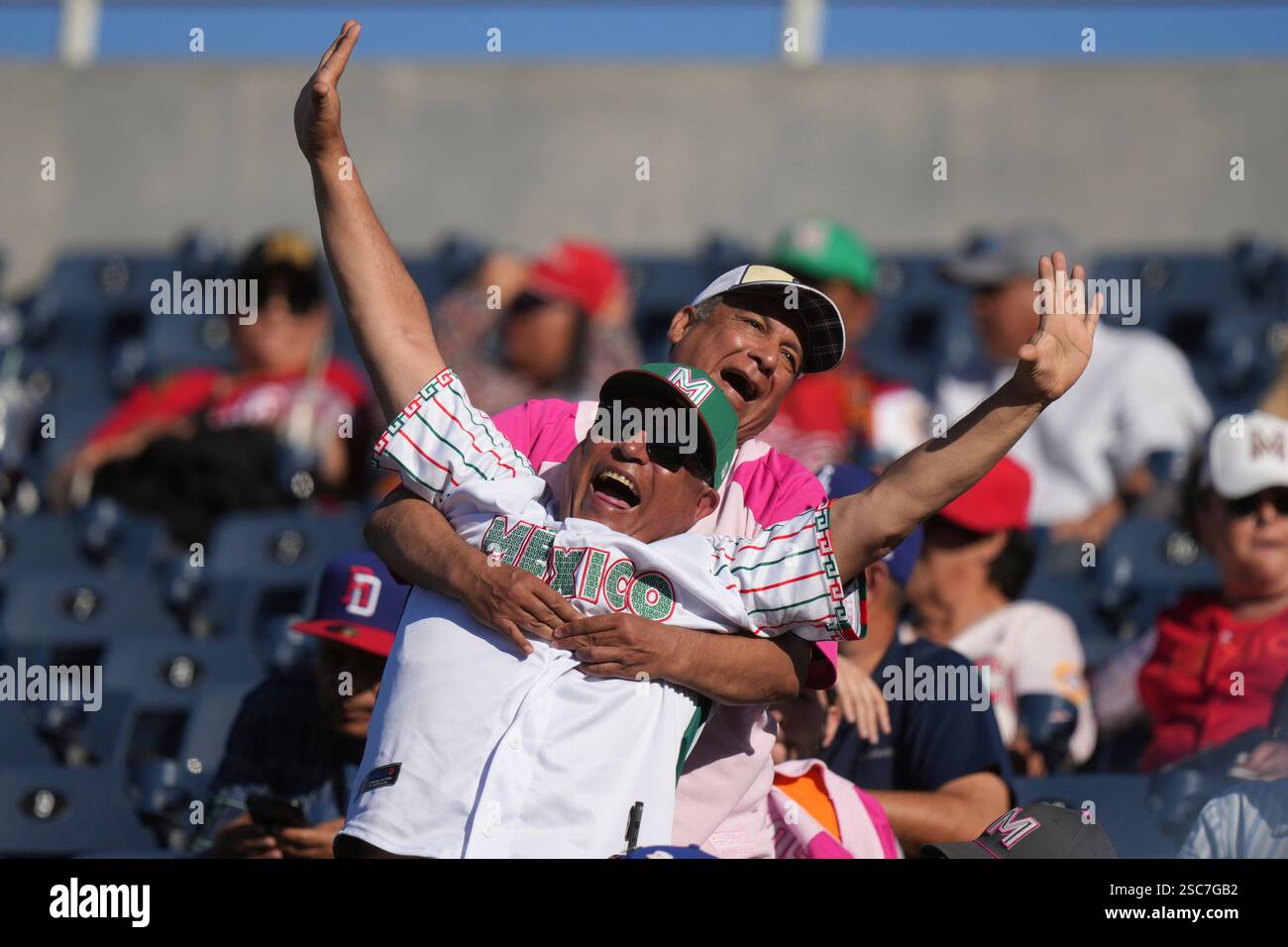 Fans of Mexico wait for the beginning of a Caribbean Series baseball ...