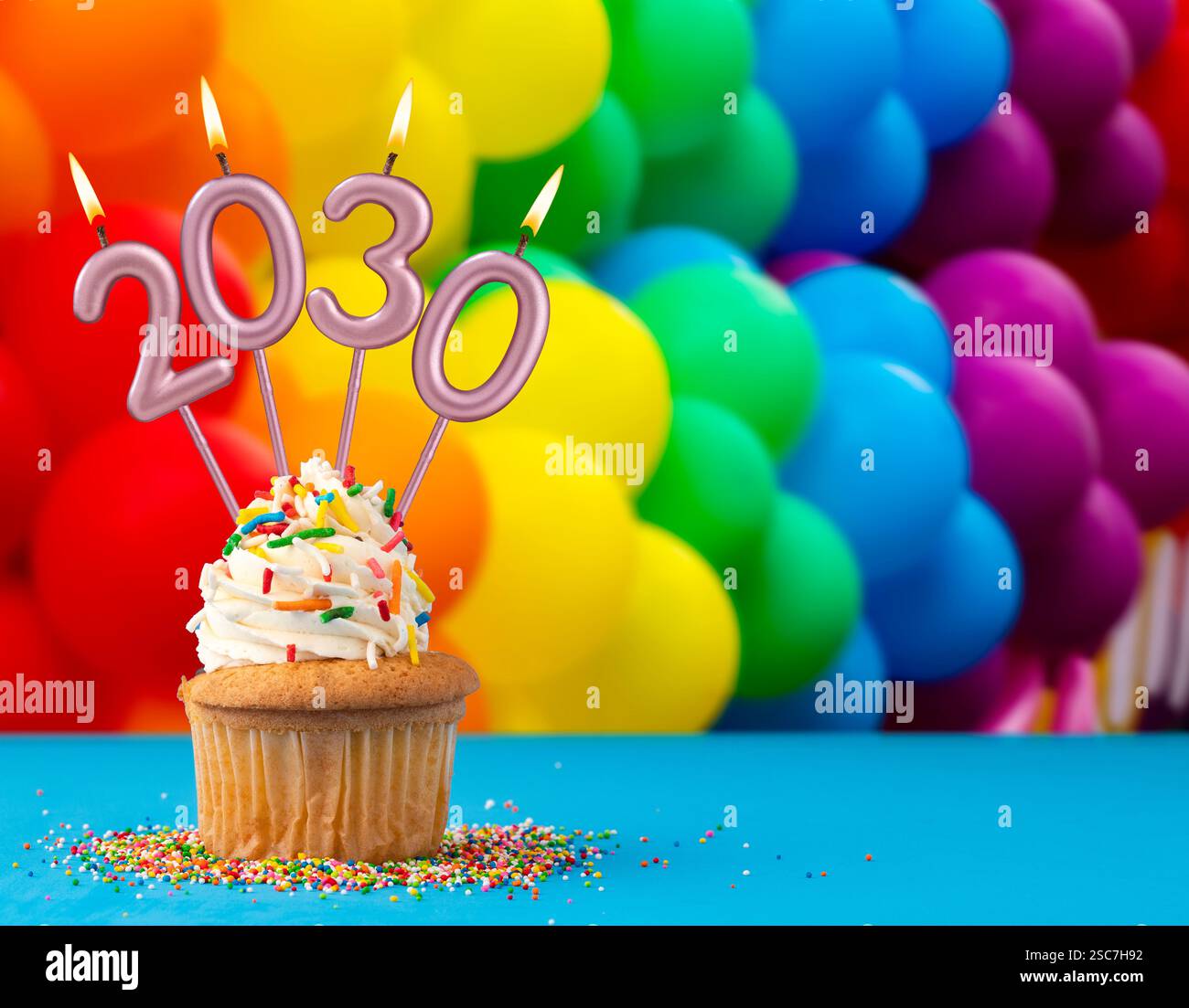 Happy New Year 2030 - Candles in the form of lit numbers Stock Photo ...
