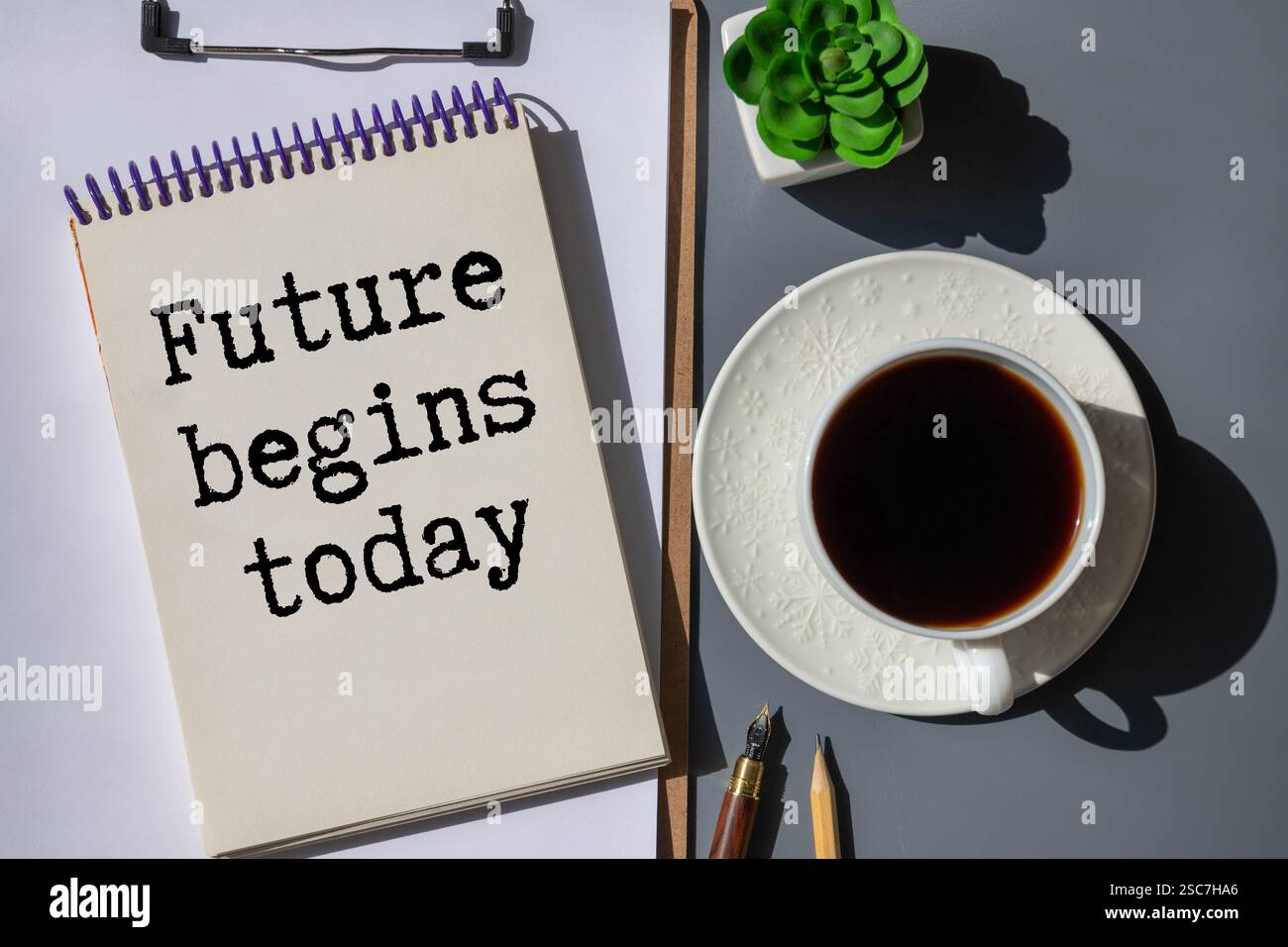 Future begins today is shown using a text Stock Photo - Alamy