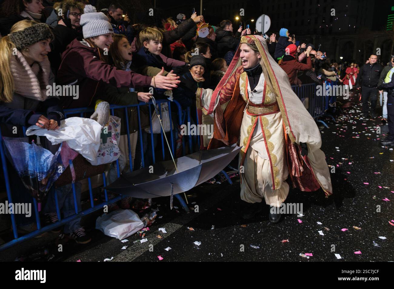 the 2025 Three Kings parade in Madrid, January 5, 2025 Spain. Featuring ...