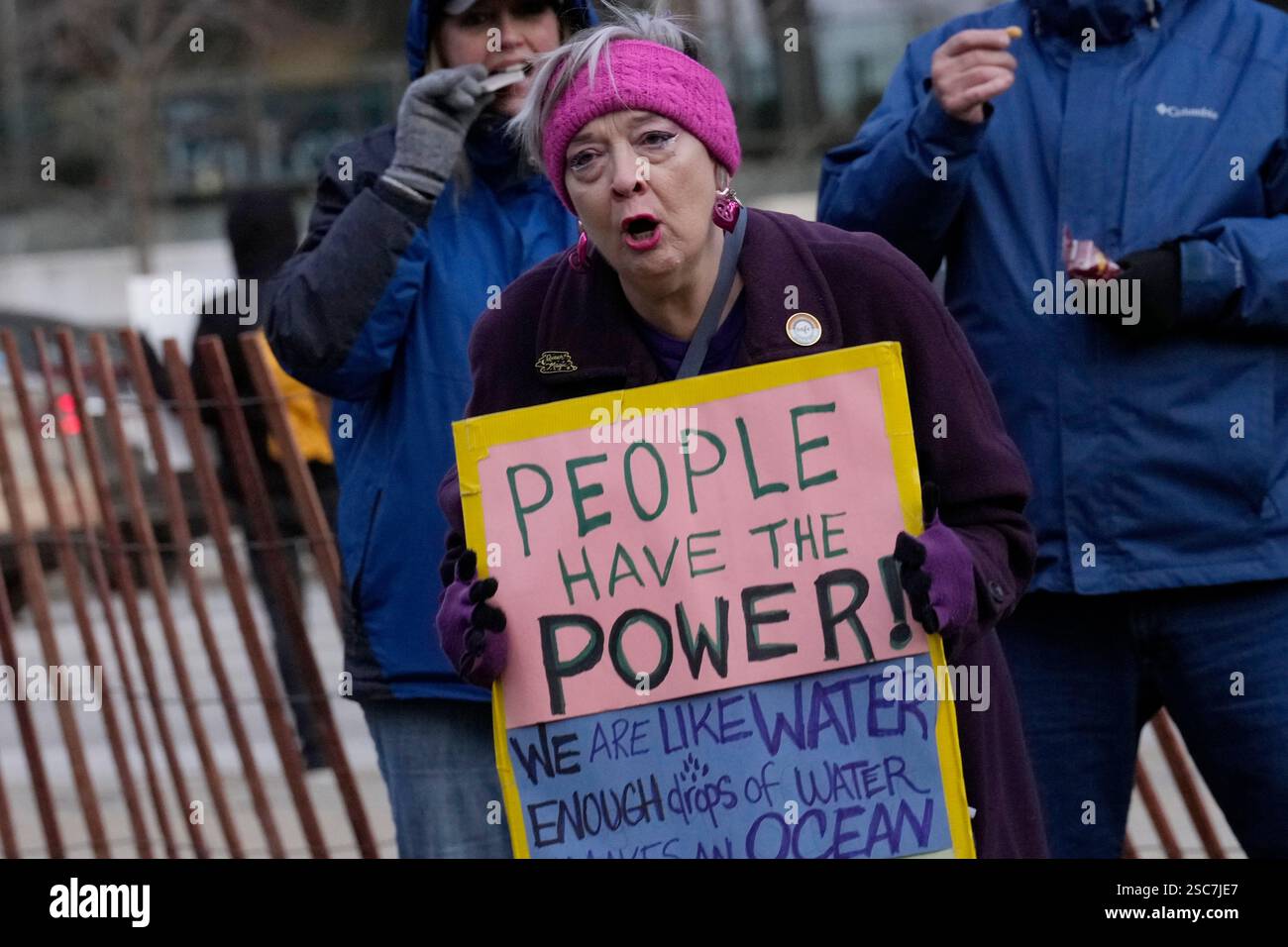 Cynthia J. Smith of Cleveland speaks during a protest against Project ...