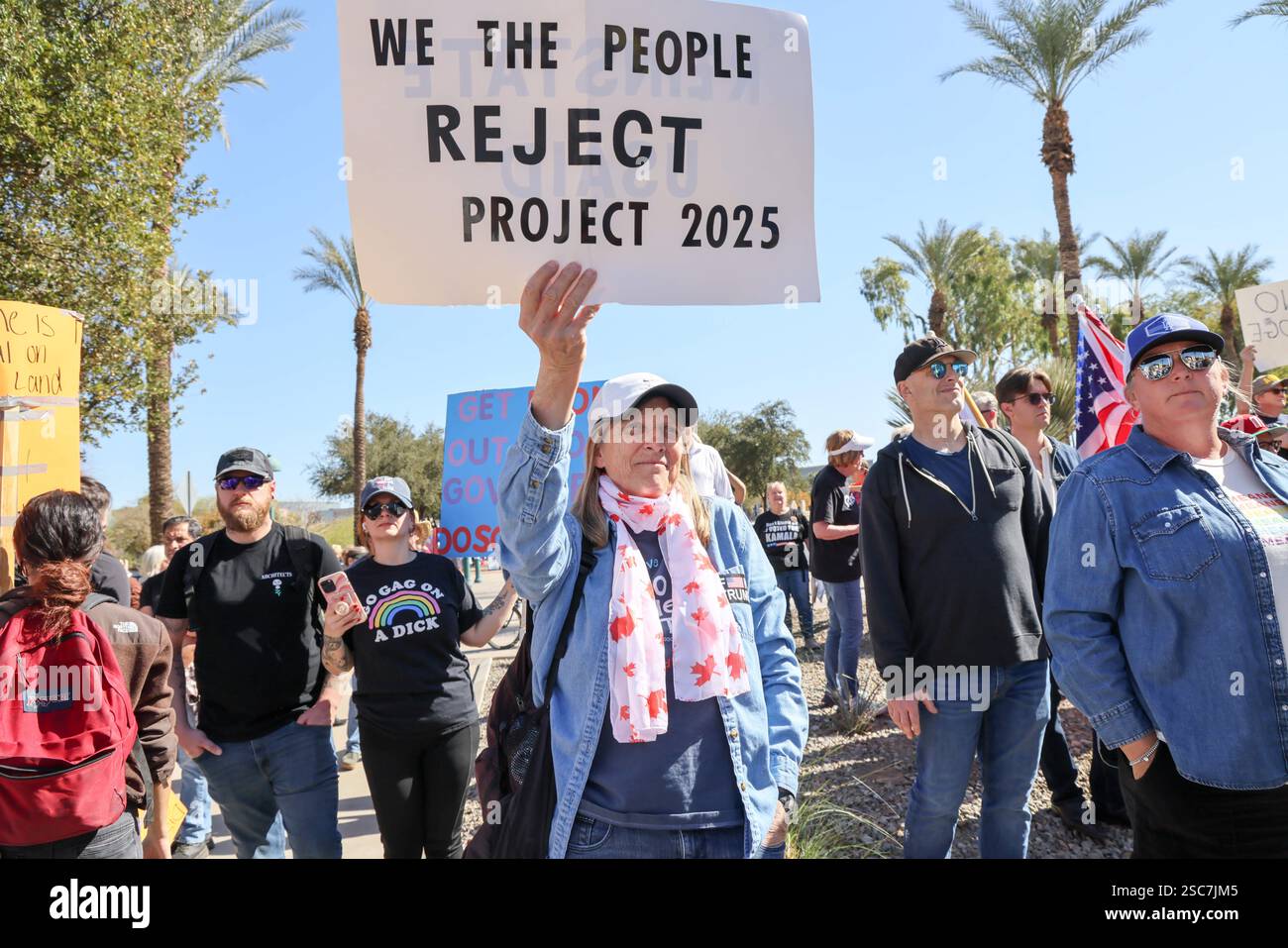 Phoenix, USA. 05th Feb, 2025. A few thousand people show up for the ...