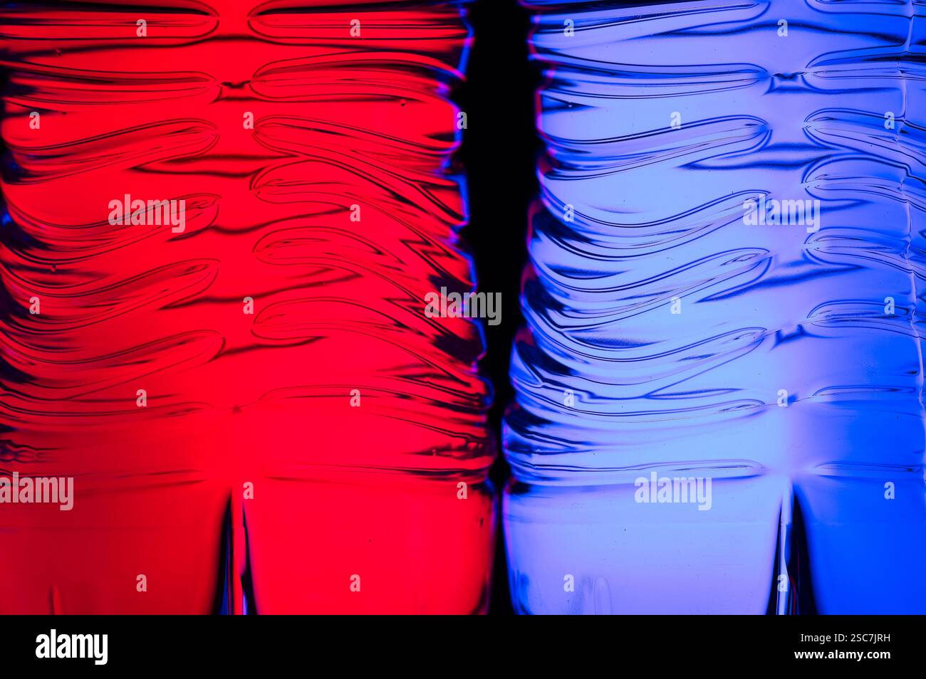 Abstract of red and blue light through plastic bottles Stock Photo - Alamy