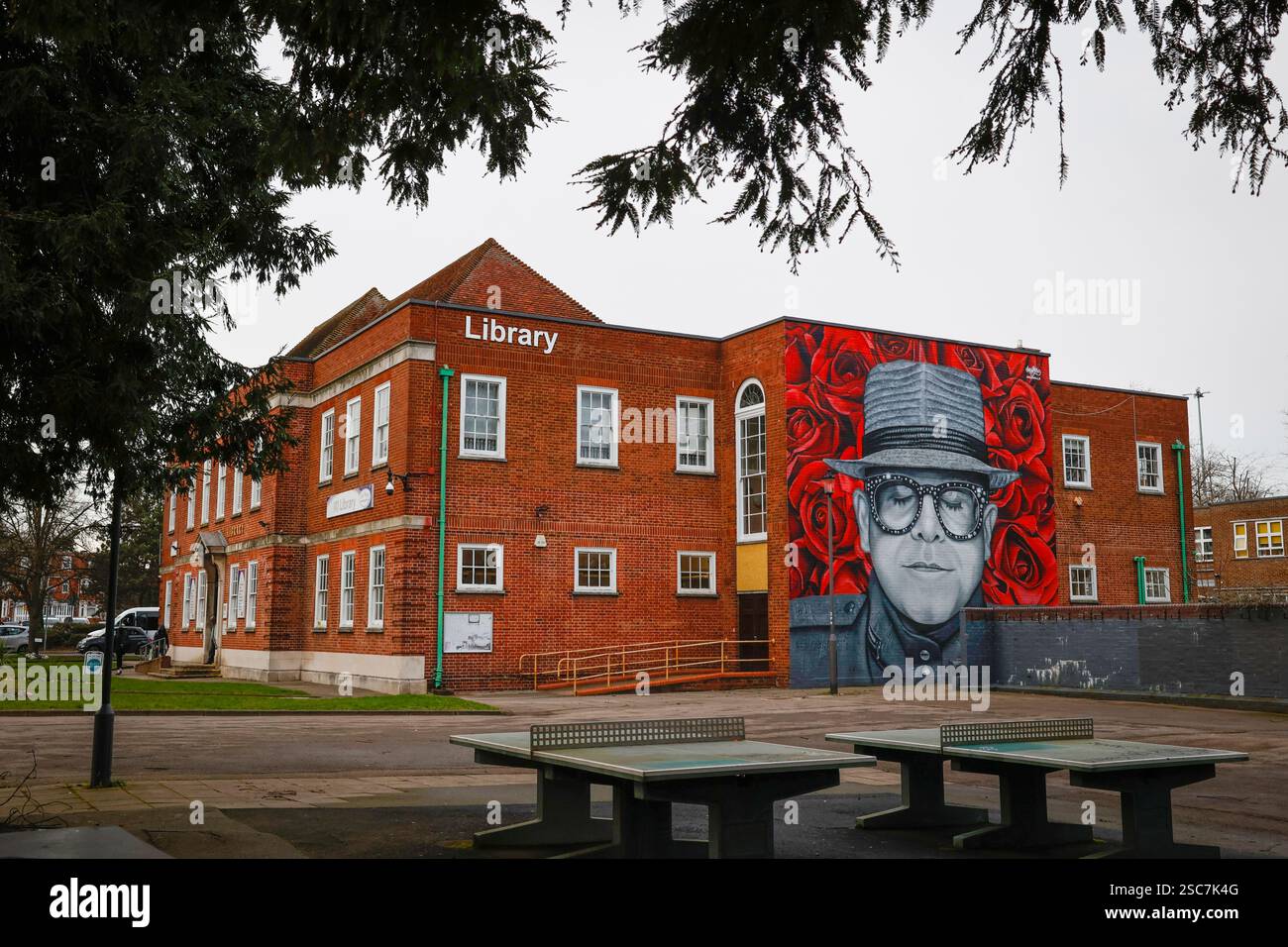 Elton John Mural on Watford Town Library, Watford, Hertfordshire ...