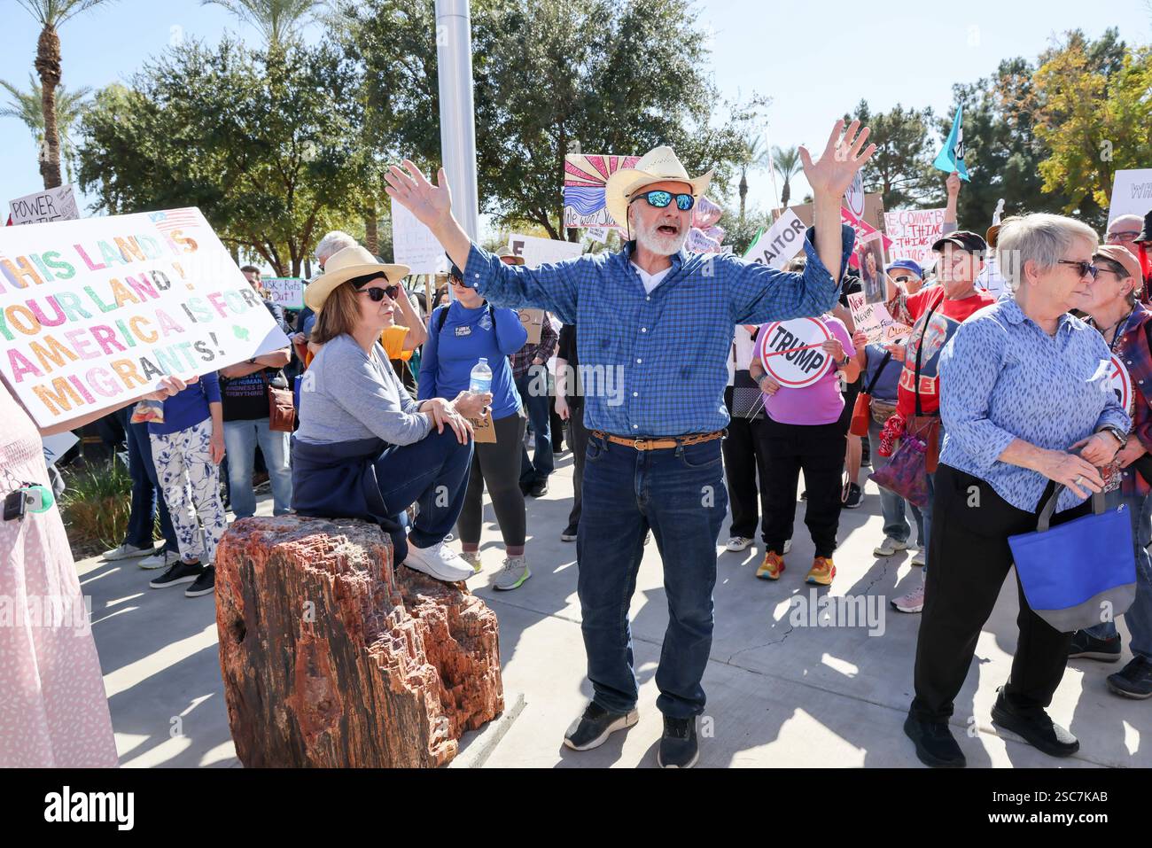 Phoenix, USA. 05th Feb, 2025. Gary Tupper takes a turn to speak to the ...