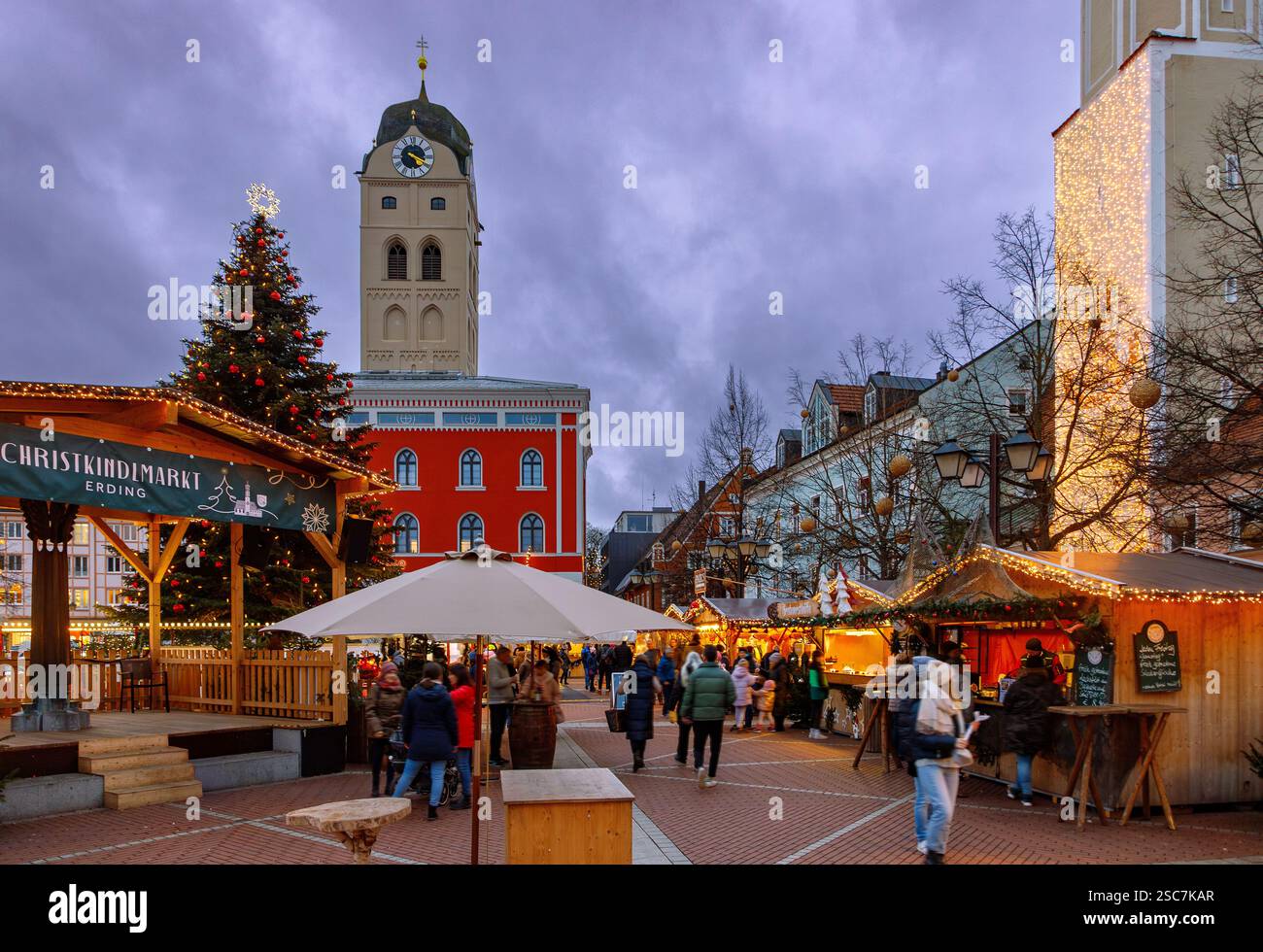 Christmas market at Schrannenplatz in Erding in Bavaria in Germany ...