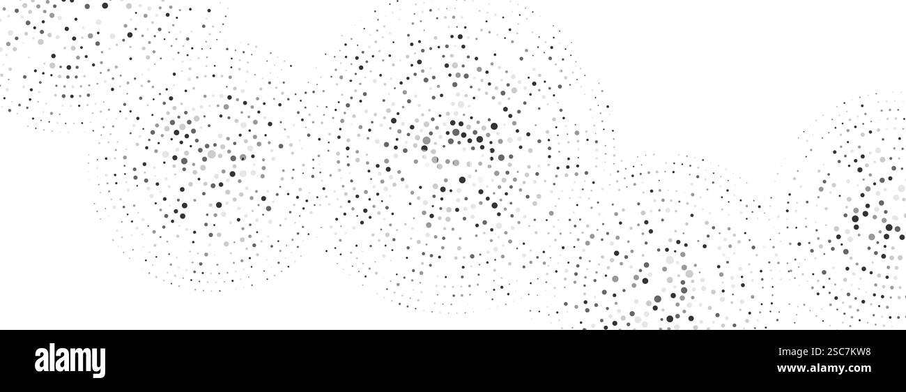 Black dotted concentric circle pattern. Radial halftone abstract drop ...