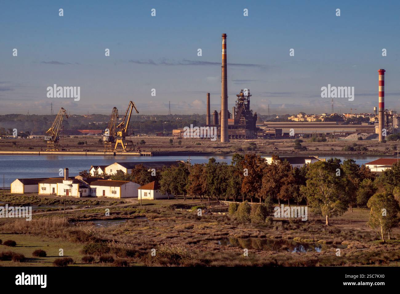 Portuguese steel industry in the town of Paio Pires seen across the ...