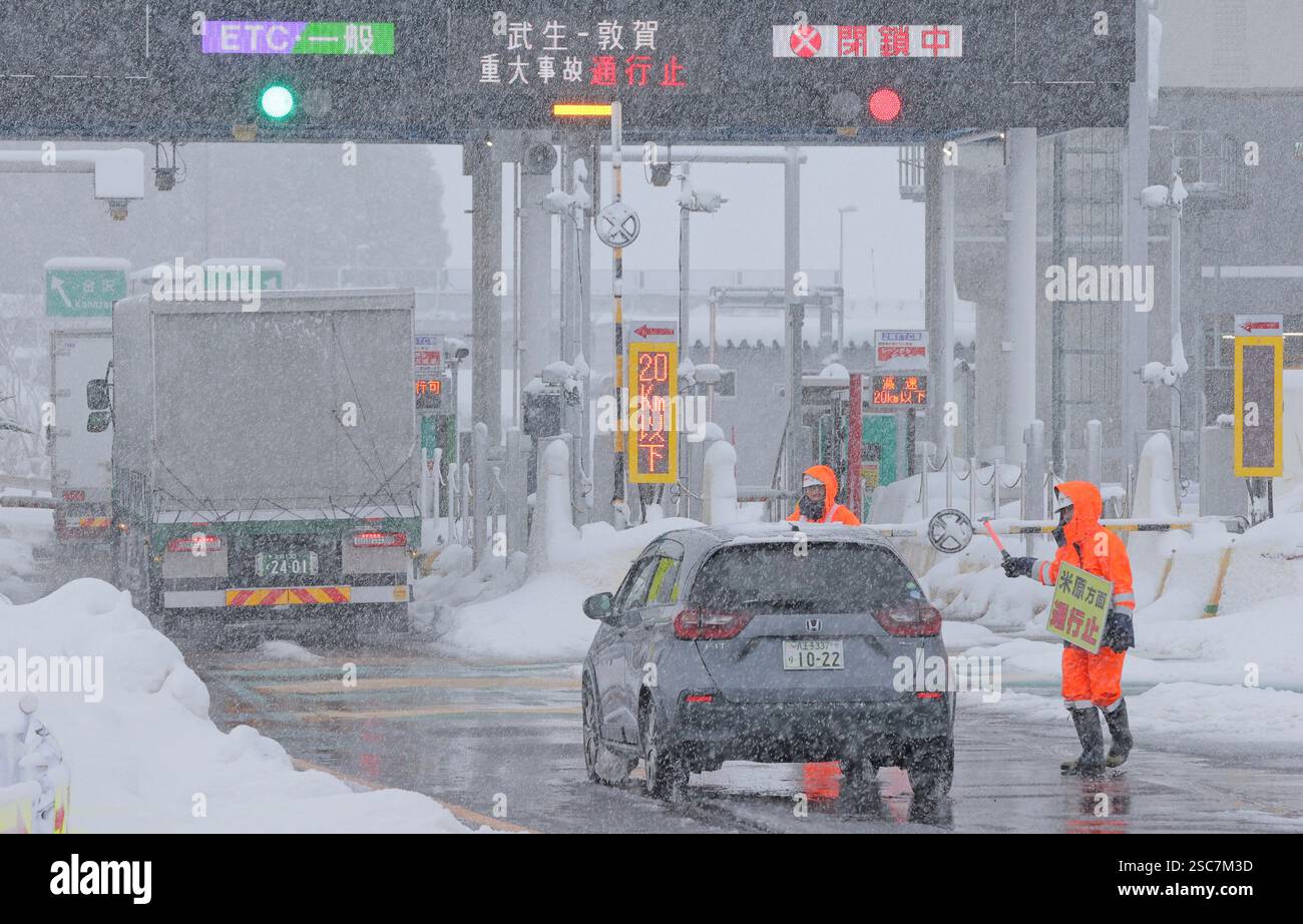An electronic signboard shows a notice of the road closure due to a ...