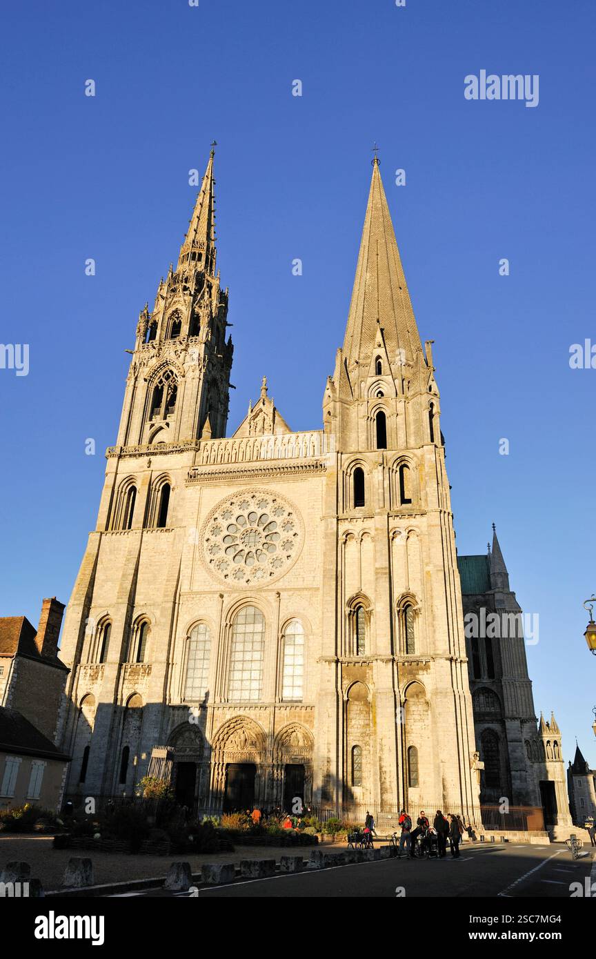 West facade of the Cathedral of Our Lady of Chartres,Eure et Loir ...