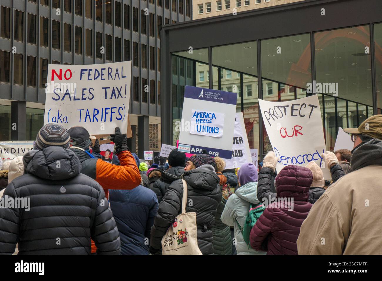 Protest against Donald Trump, Elon Musk, Federal Plaza, Chicago ...