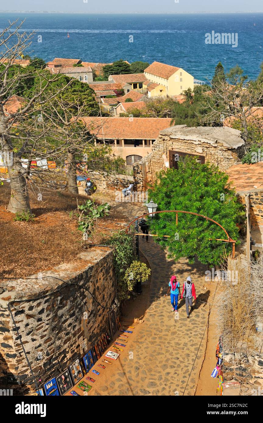 overview of the village from the Castel, Ile de Goree (Goree Island ...