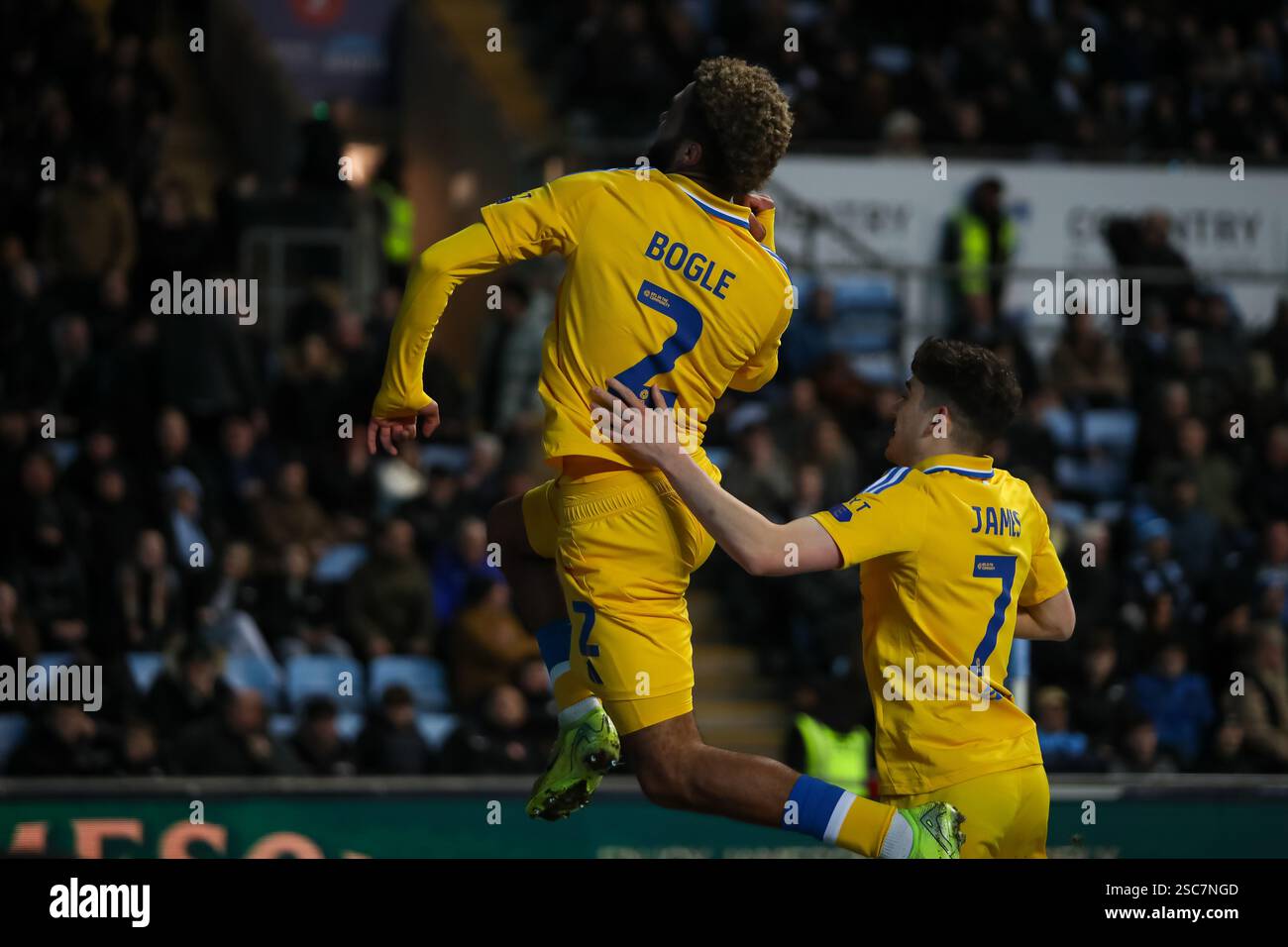 Jayden Bogle of Leeds United celebrates scoring his team’s second goal ...
