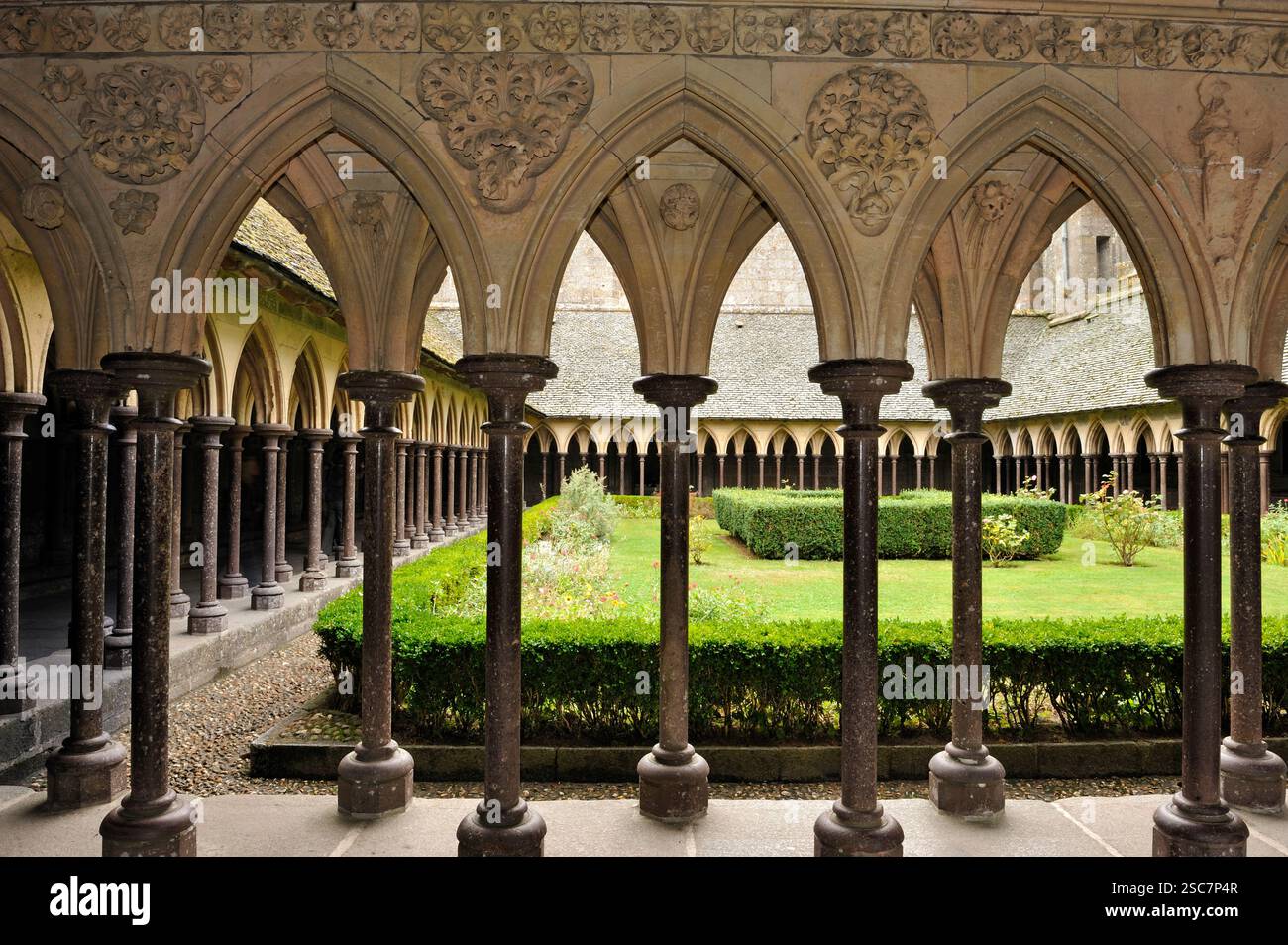 Cloister of the Mont Saint-Michel Abbey,Manche department,Low Normandy ...