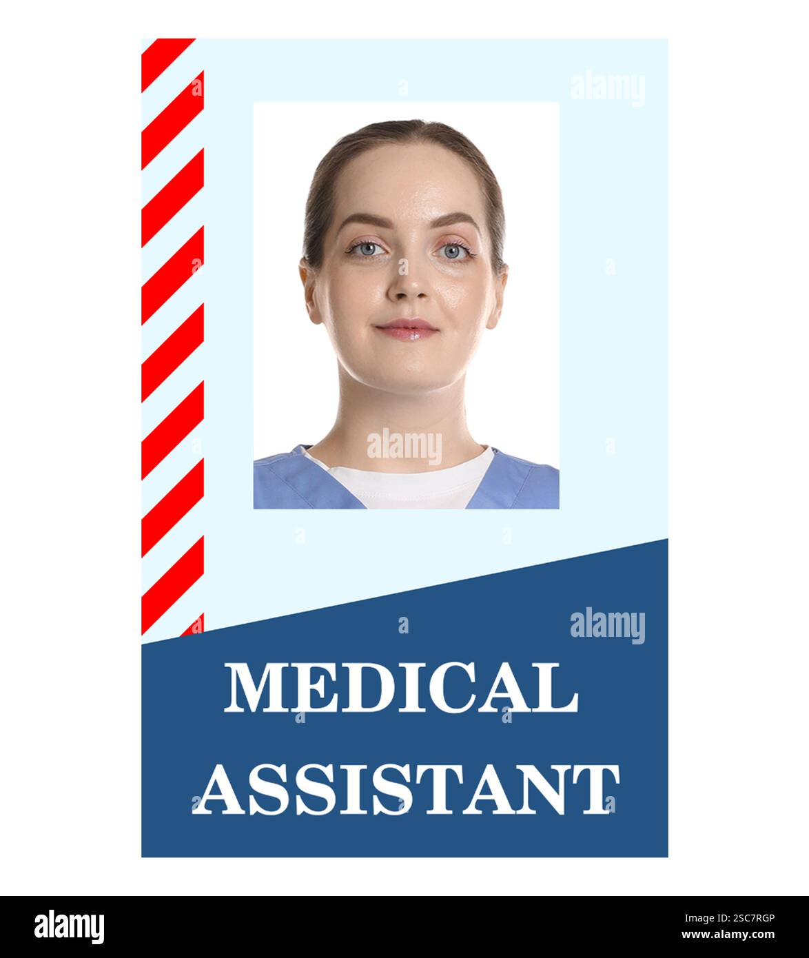 Medical assistant badge with photo of woman on white background Stock ...