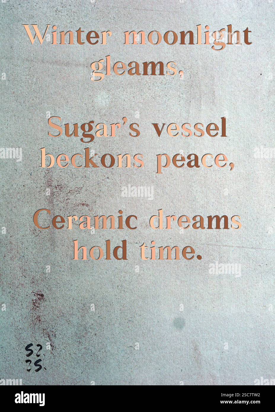 Winter moonlight gleams, Sugar's vessel beckons peace, Ceramic dreams ...