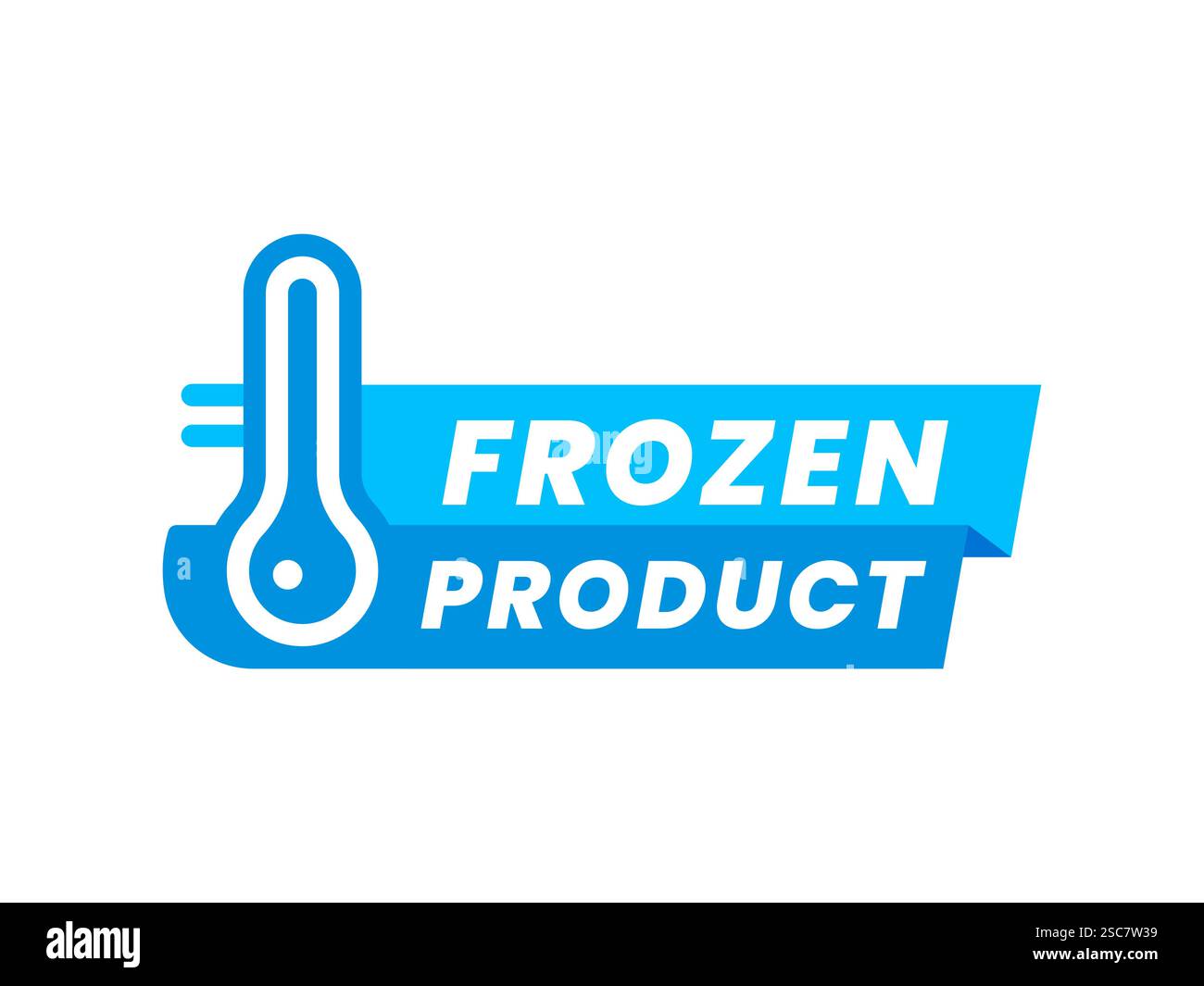 Frozen cold product blue icon with thermometer for food package, vector ...