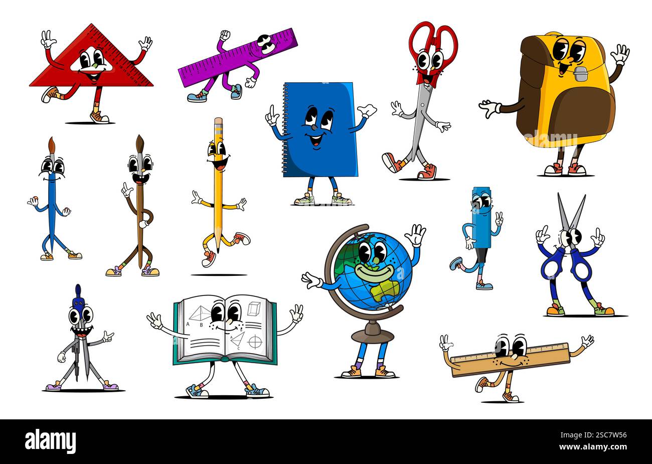 Groovy school cartoon characters Stock Vector Images - Alamy