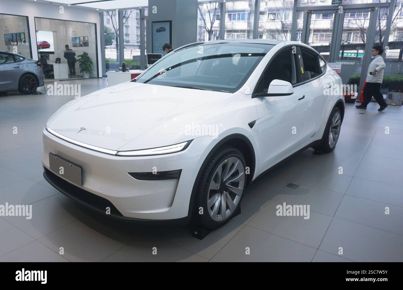 HANGZHOU, CHINA - A new Model Y is displayed at a Tesla store in ...