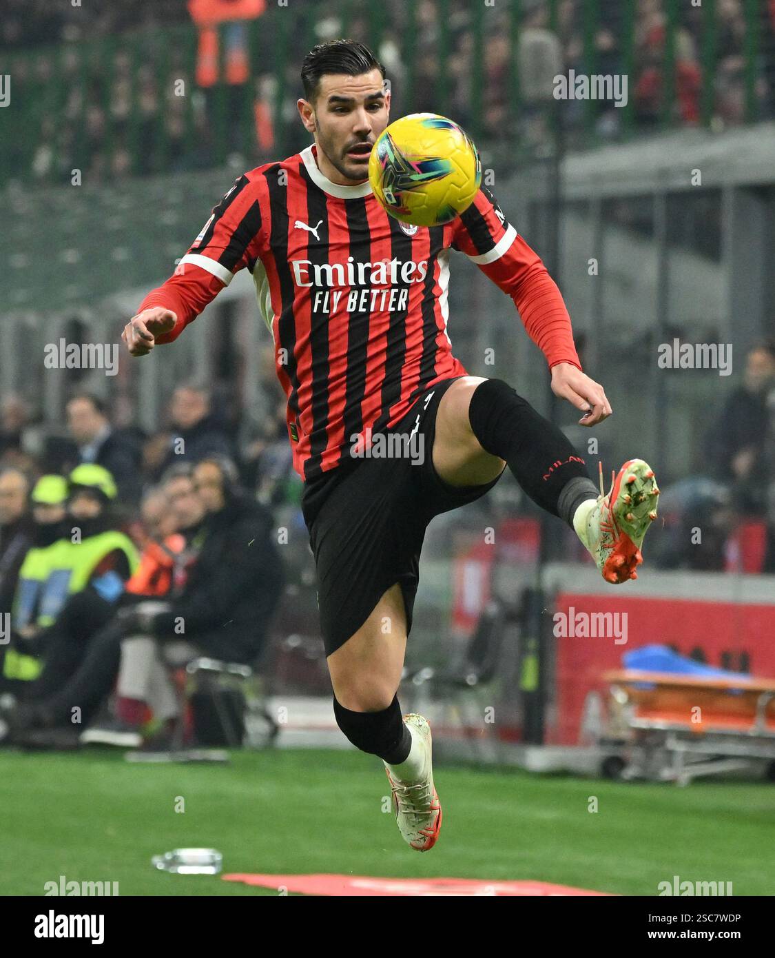 Milan, Italy. 5th Feb, 2025. AC Milan's Theo Hernandez competes during ...