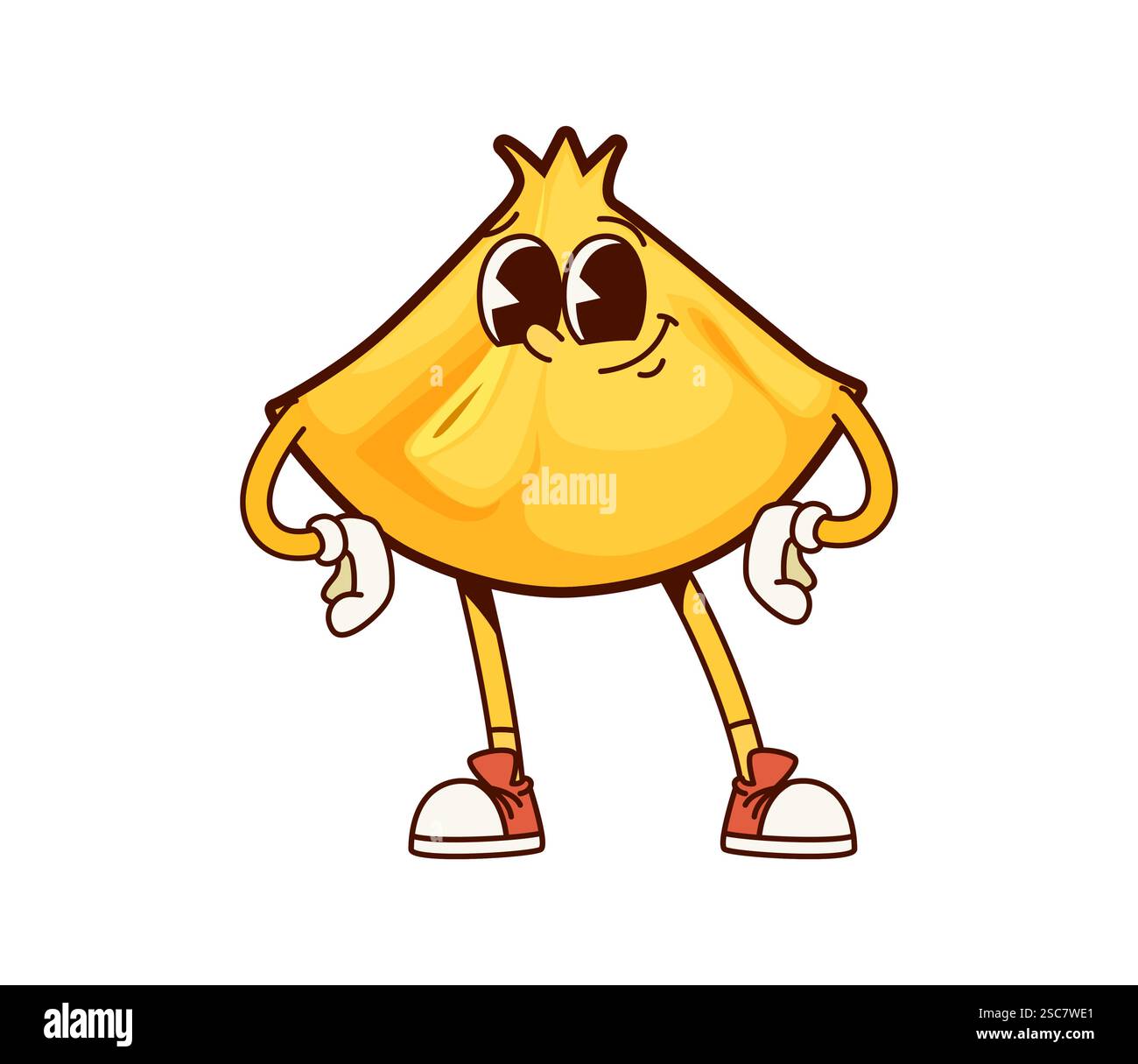 Italian pasta Fagottini groovy funny character. Italy cuisine menu ...