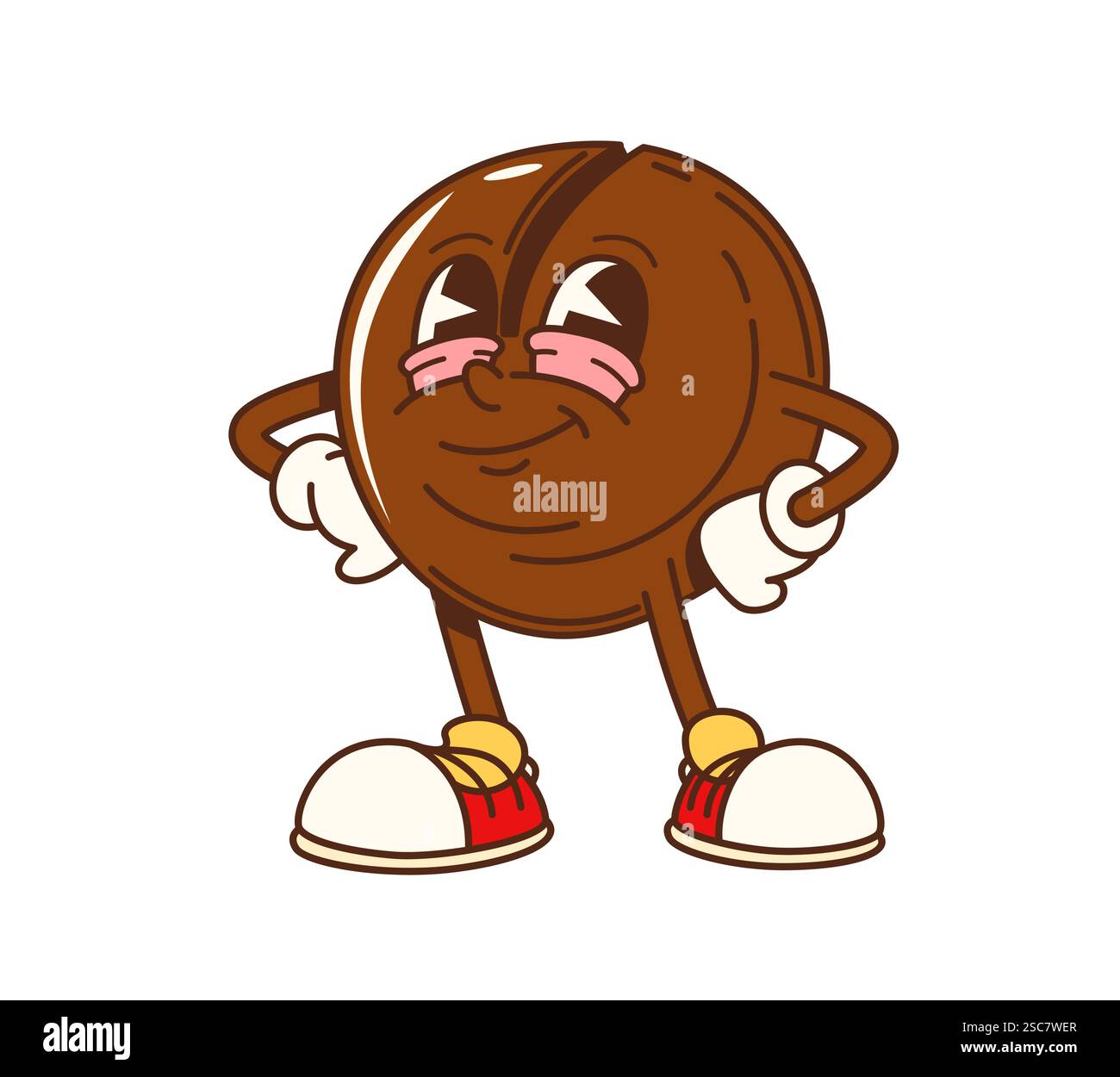 Cartoon groovy macadamia nut character with funny face, vector comic ...