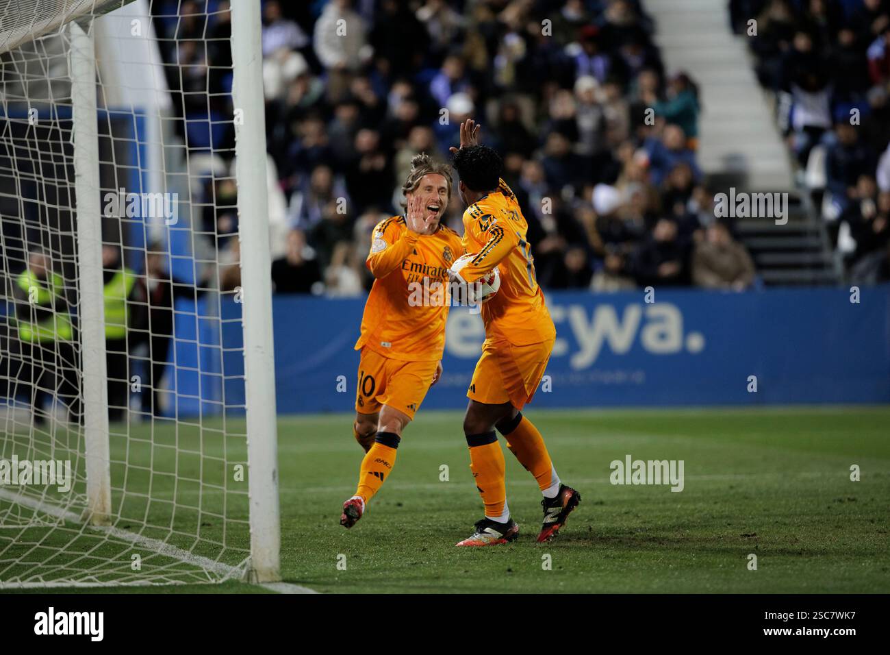 MADRID, SPAIN - February 5: Luka Modric of Real Madrid and Endrick of ...