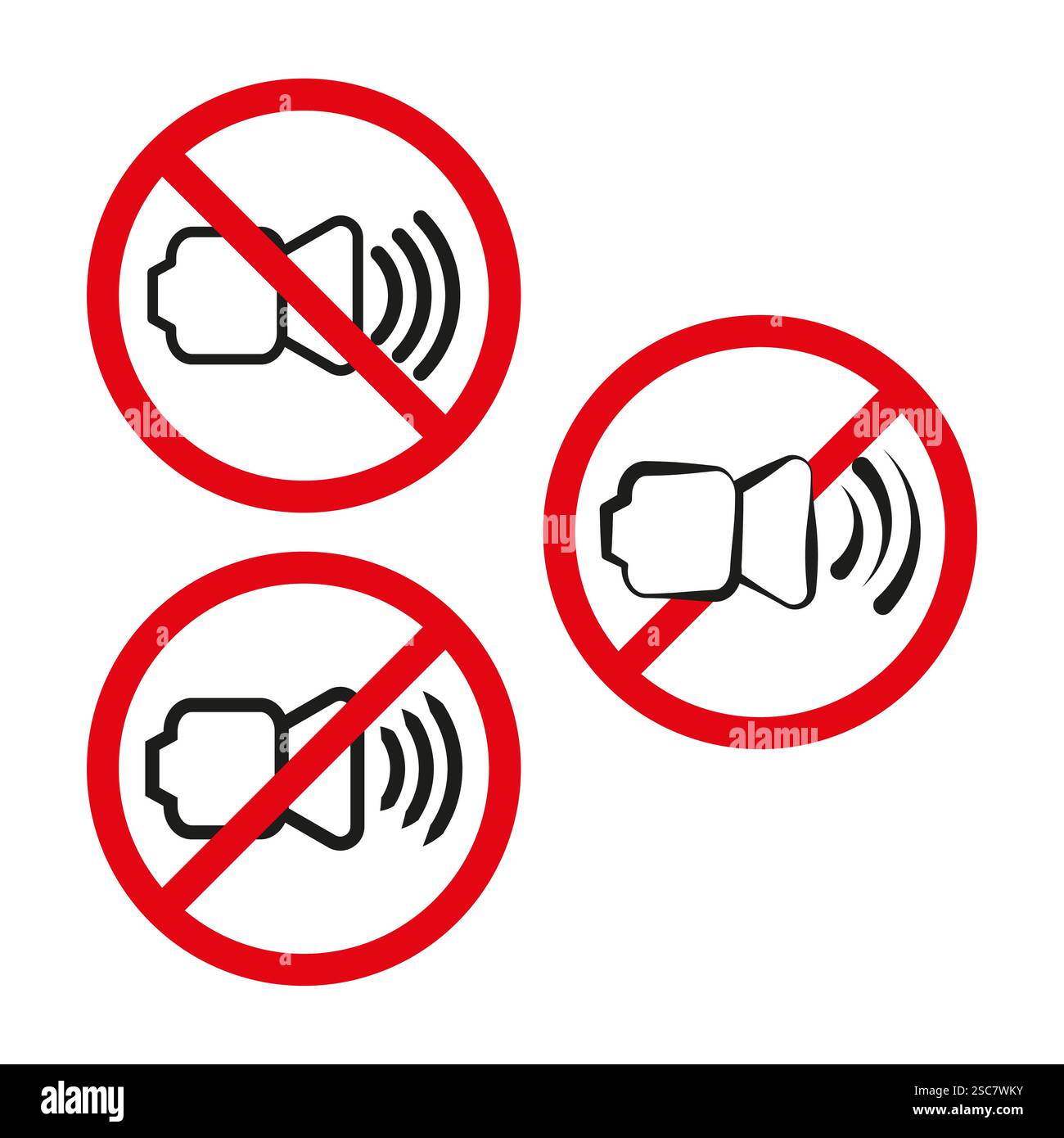 No volume symbol. Sound prohibition icon. Speaker mute design. Red and ...