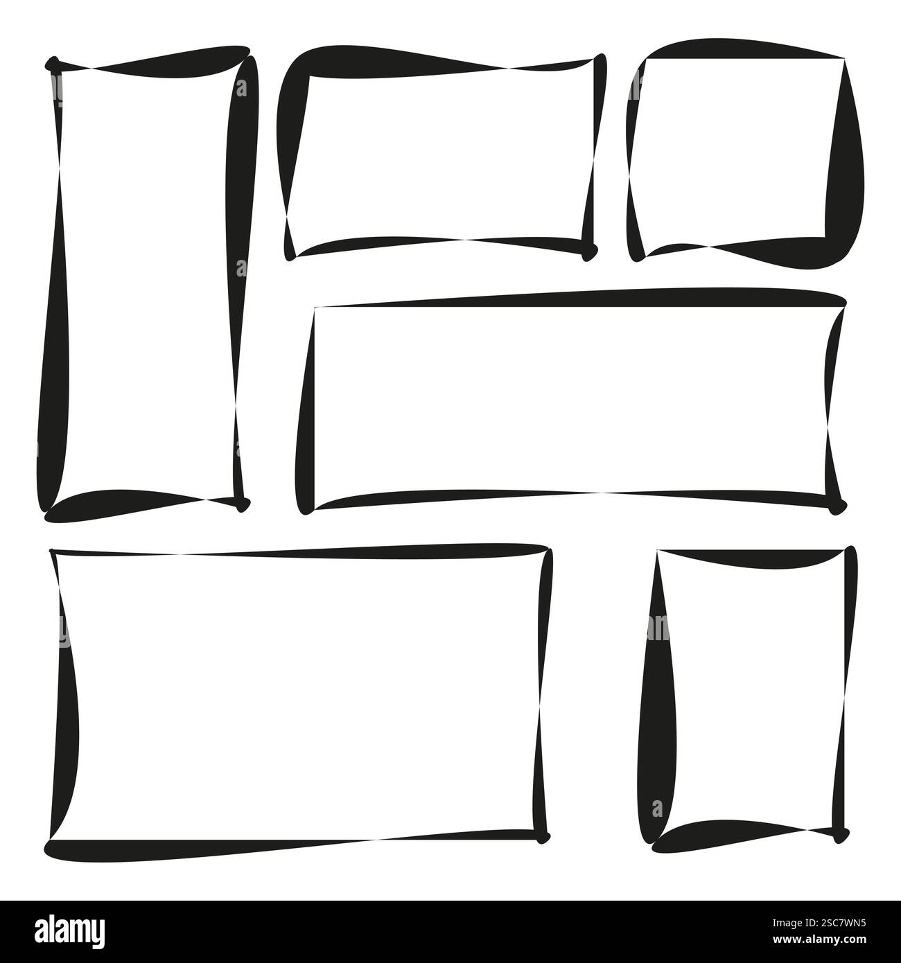 Hand drawn rectangle frame. Sketchy border elements. Abstract black ...