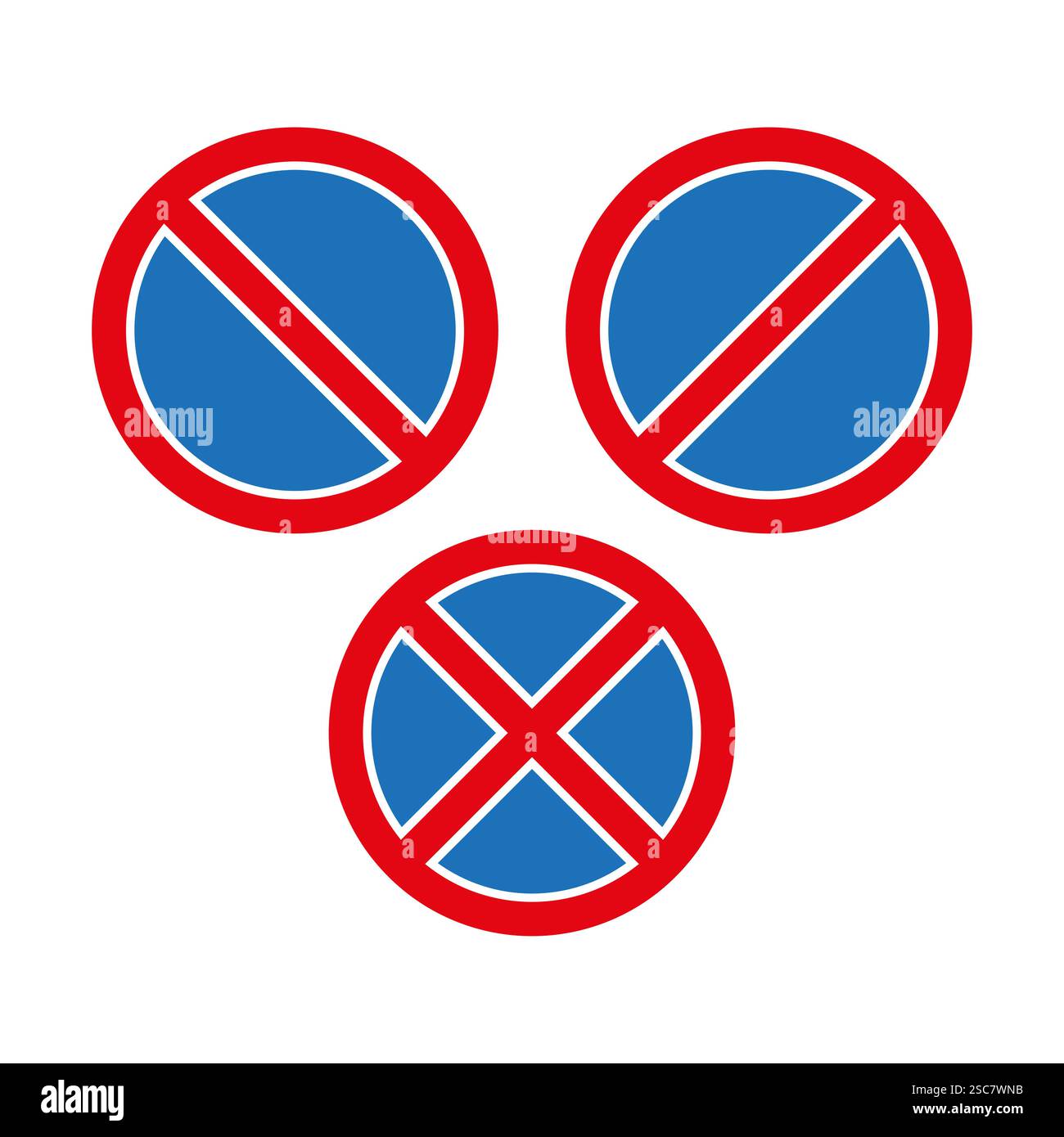 Prohibition sign design. Blue circle elements. Red and white borders ...