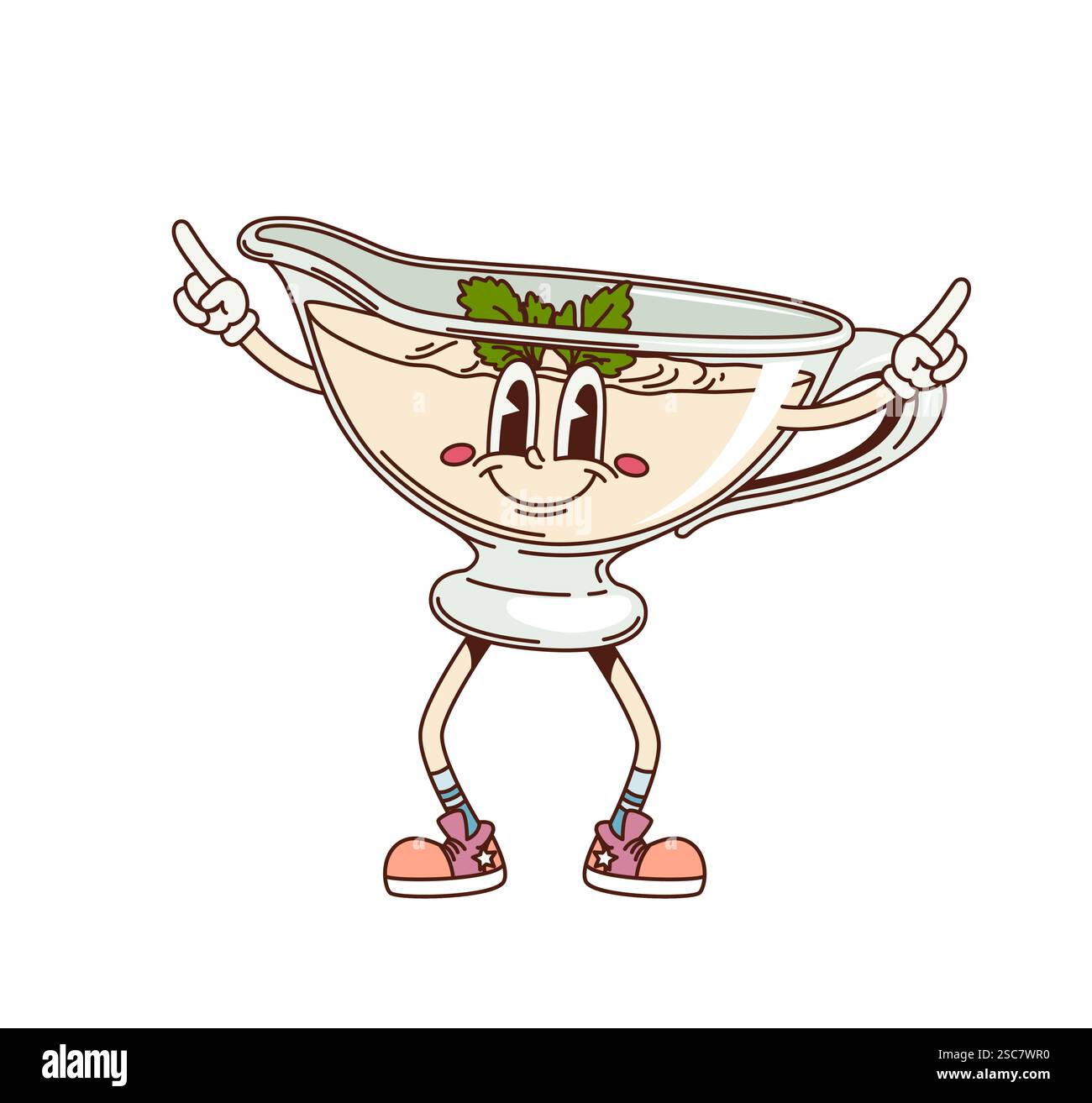 Cartoon groovy bechamel sauce character with funny face, vector comic ...