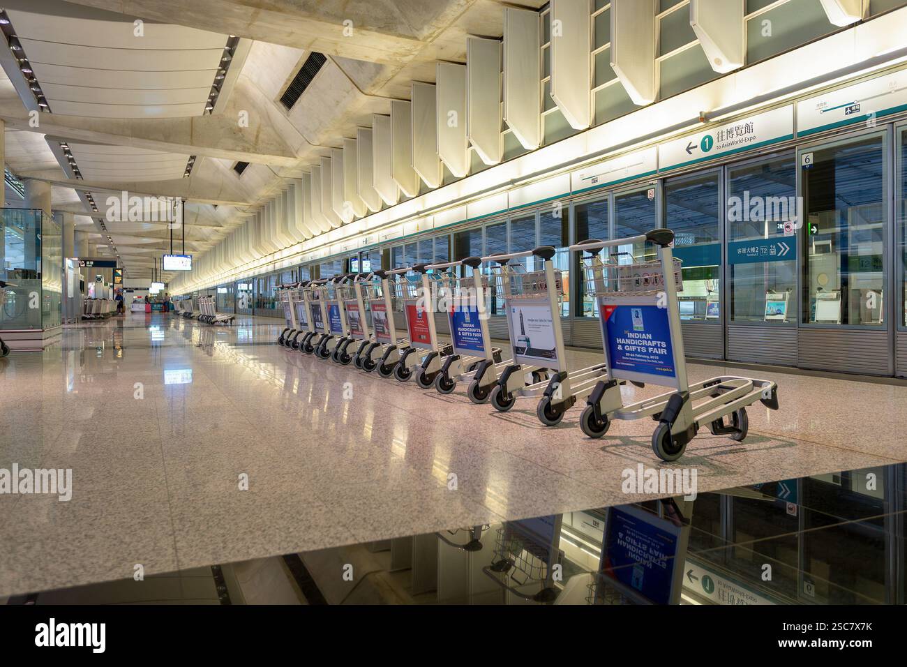 Hong Kong, China - February 05, 2015: trolley carts lined up in front ...